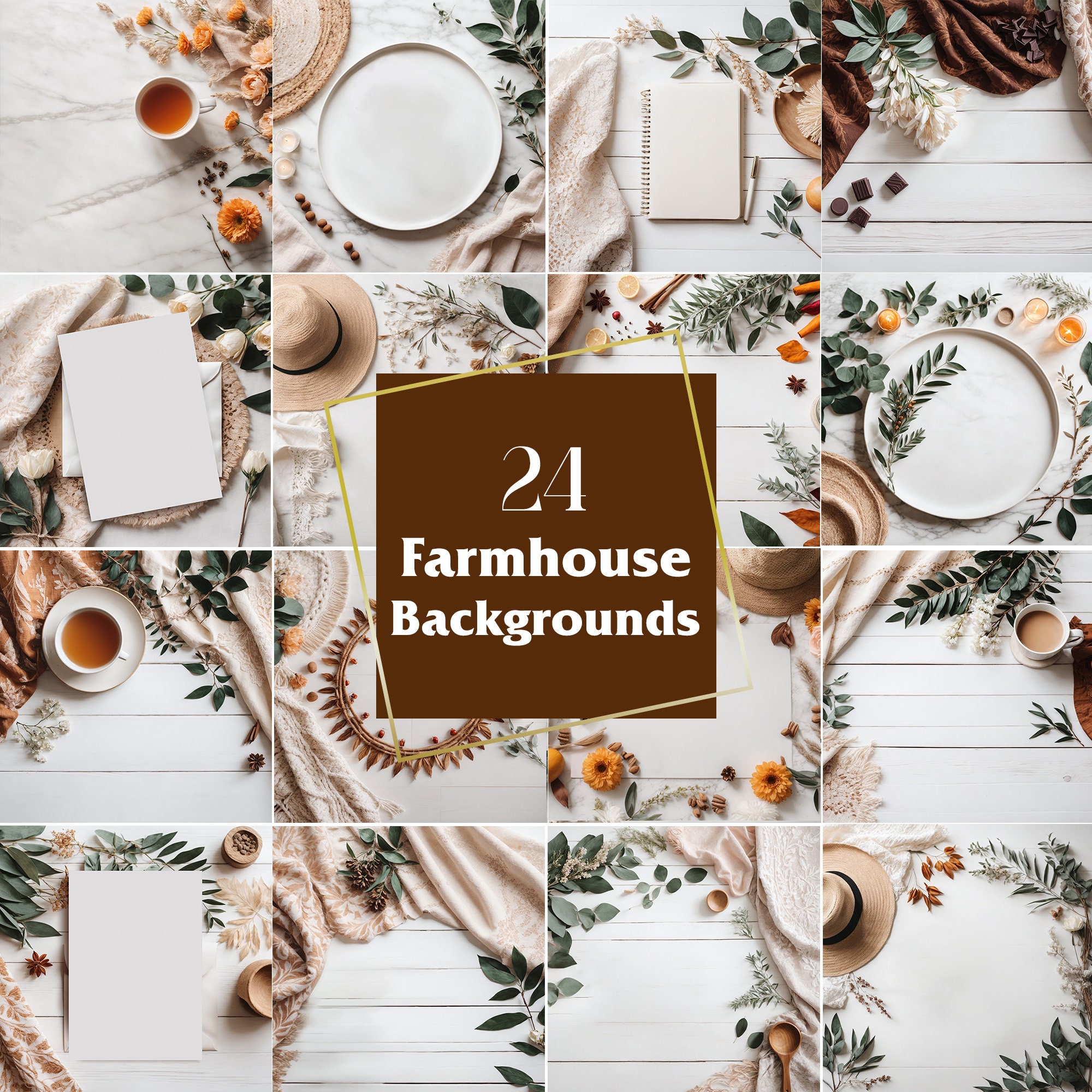 Farmhouse Theme Backgrounds for Product Presentation in Warm - Etsy