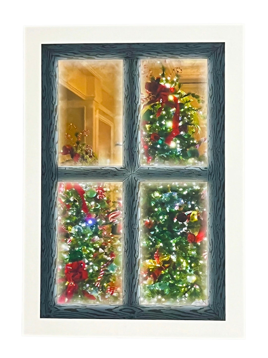 Christmas Window, Christmas Card, Christmas Tree in Window, Holiday ...