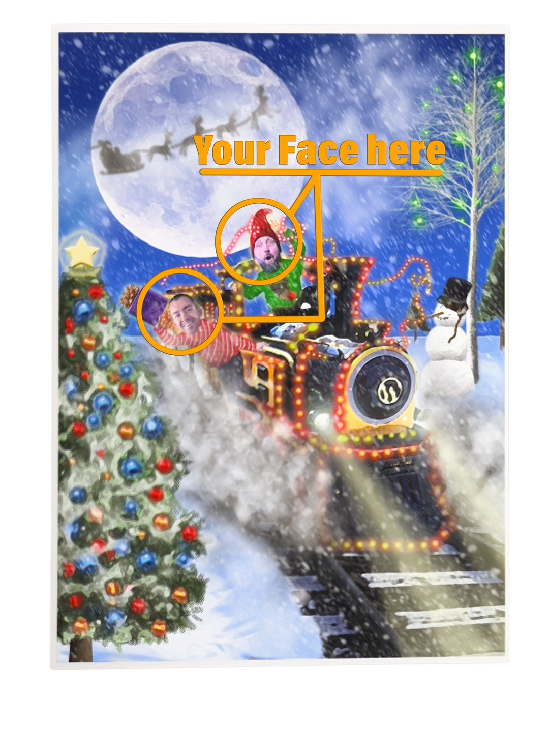 Custom Christmas Card, Train Christmas Card, Customizable, Set of ...