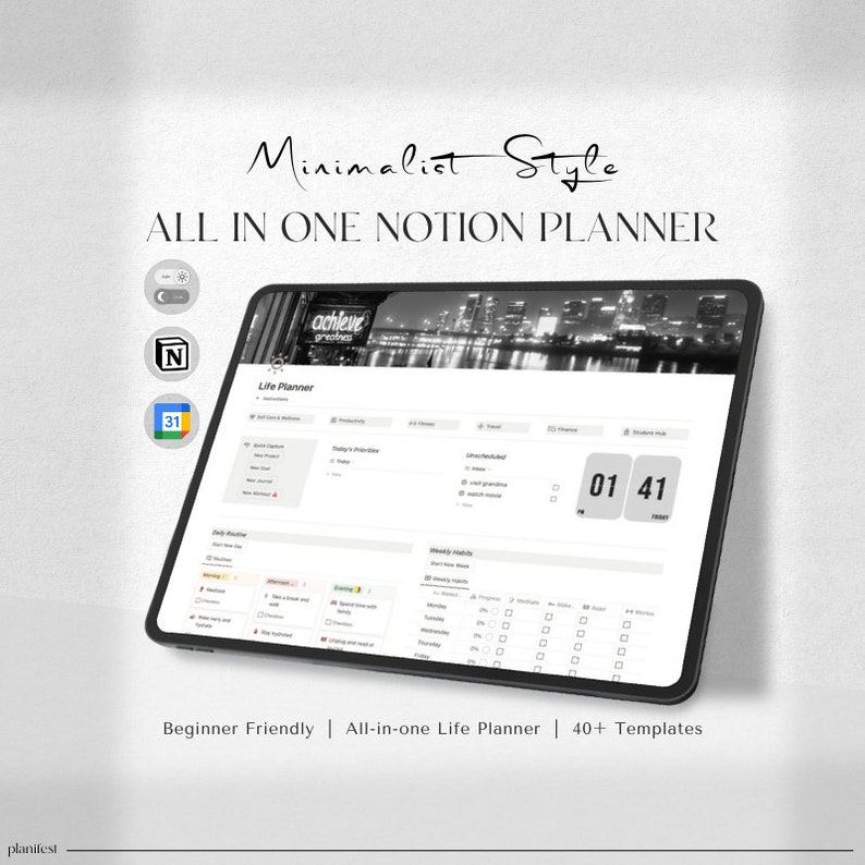 Notion LIFE Planner Template All in One Notion Dashboard Aesthetic Notion Template Minimal ...