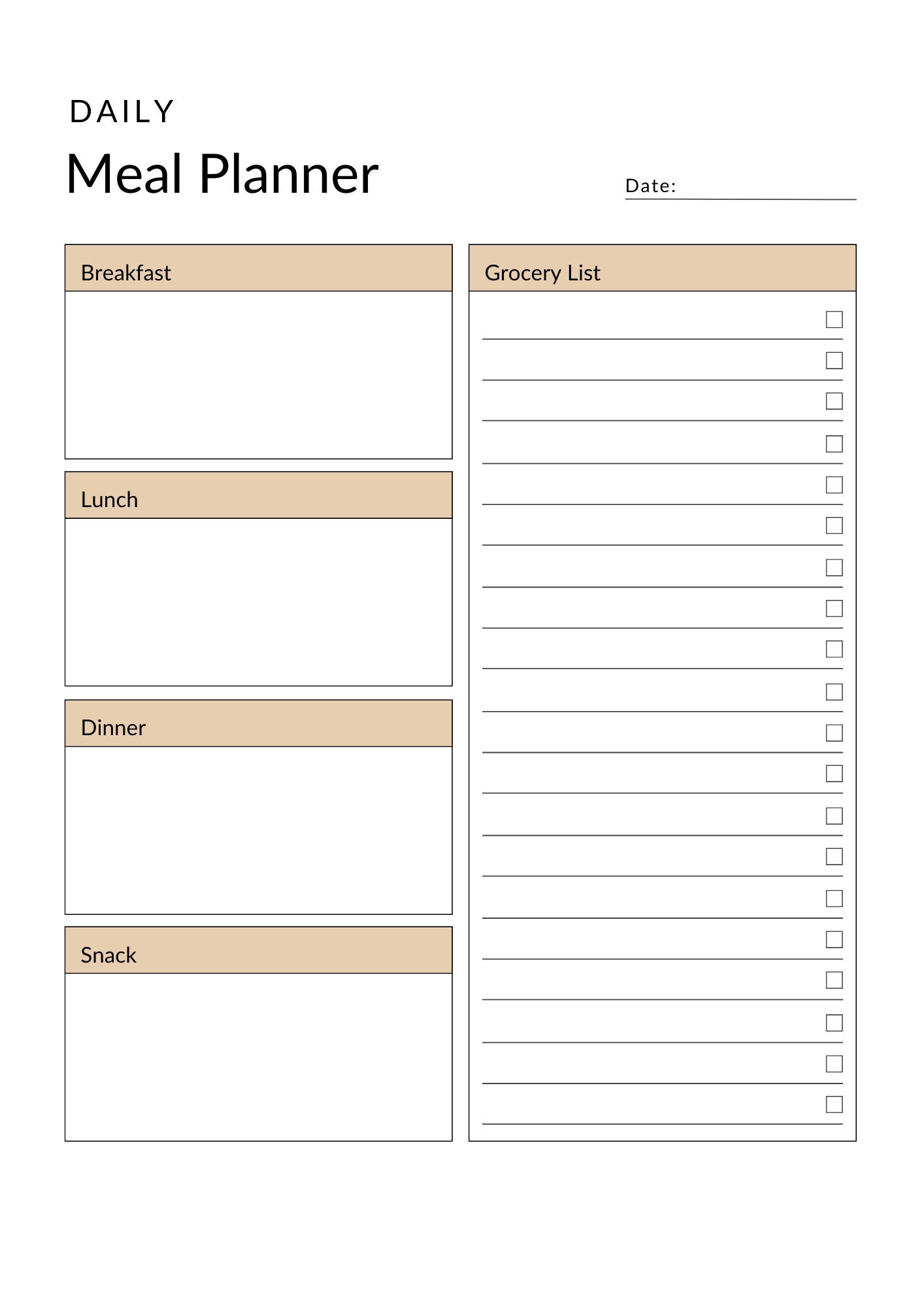 Meal Planner Printable Daily Meal Planner Weekly Meal - Etsy