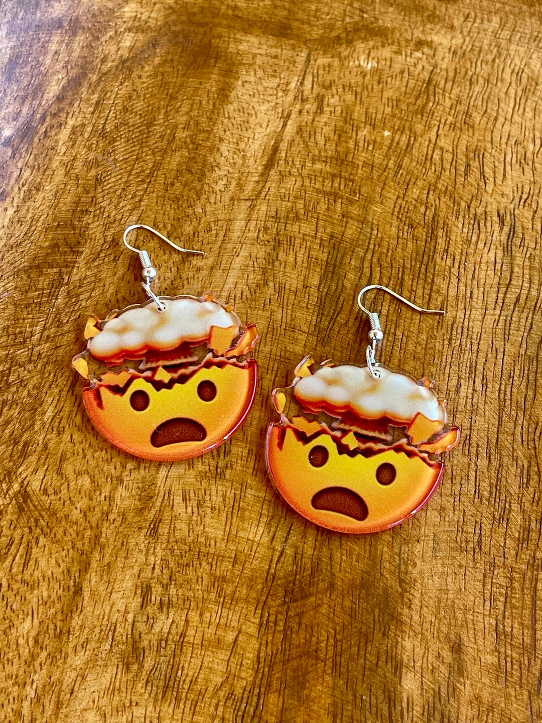 Mind Blown Emoji Acrylic Drop Earrings - Etsy