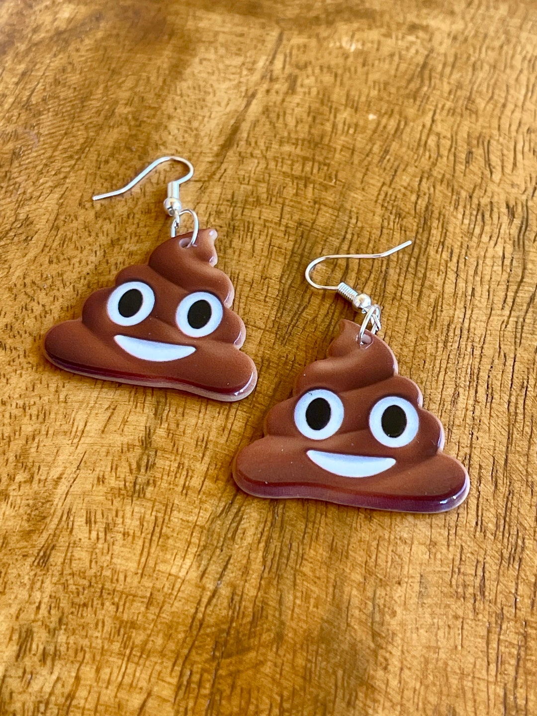 Smiling Poo Emoji Acrylic Drop Earrings - Etsy