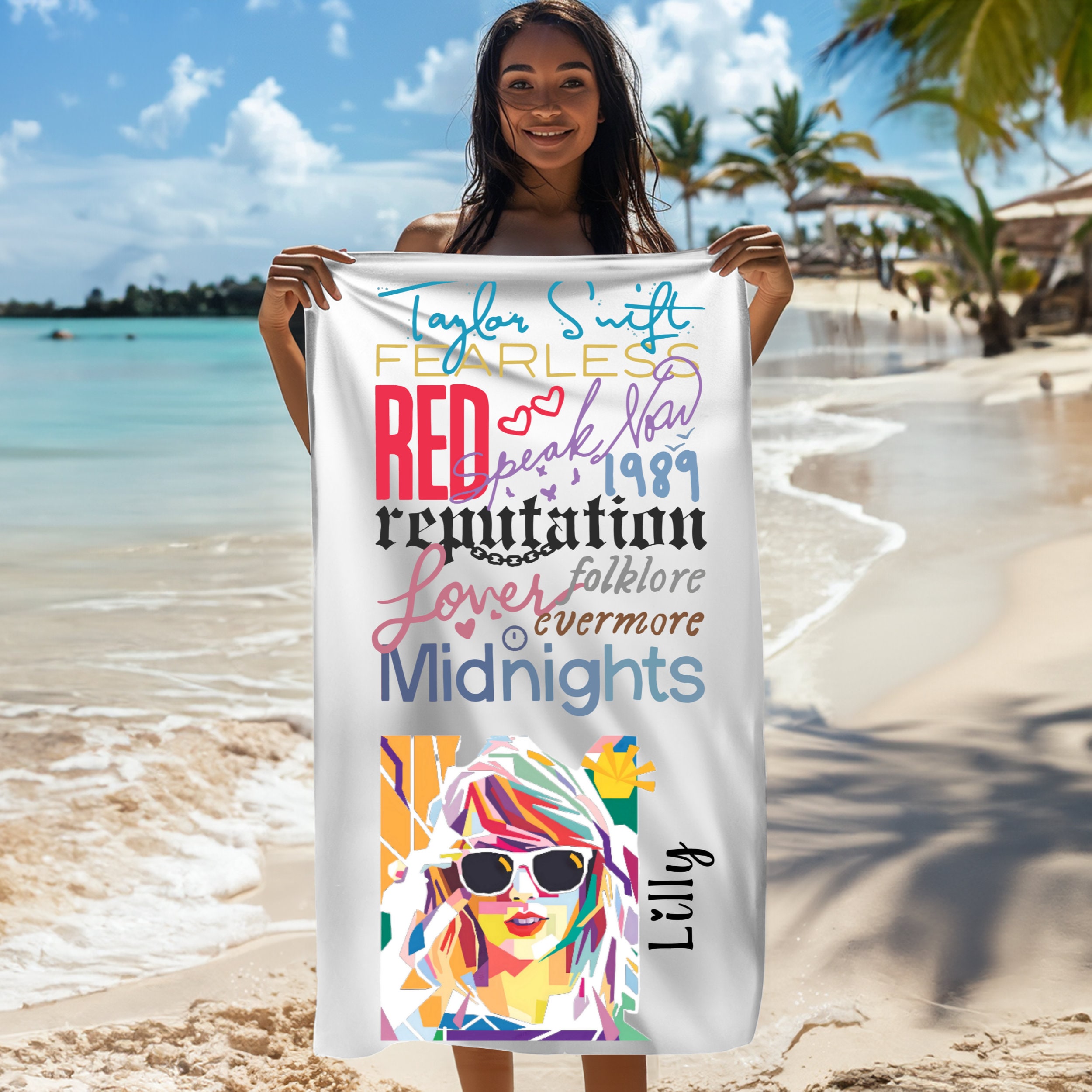 Taylor Swift Personalized Beach Towel, Swiftie Beach Towel, Taylor ...