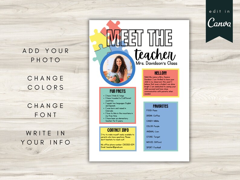 Meet the Teacher Template, Meet the Teacher Colorful, Back to School ...