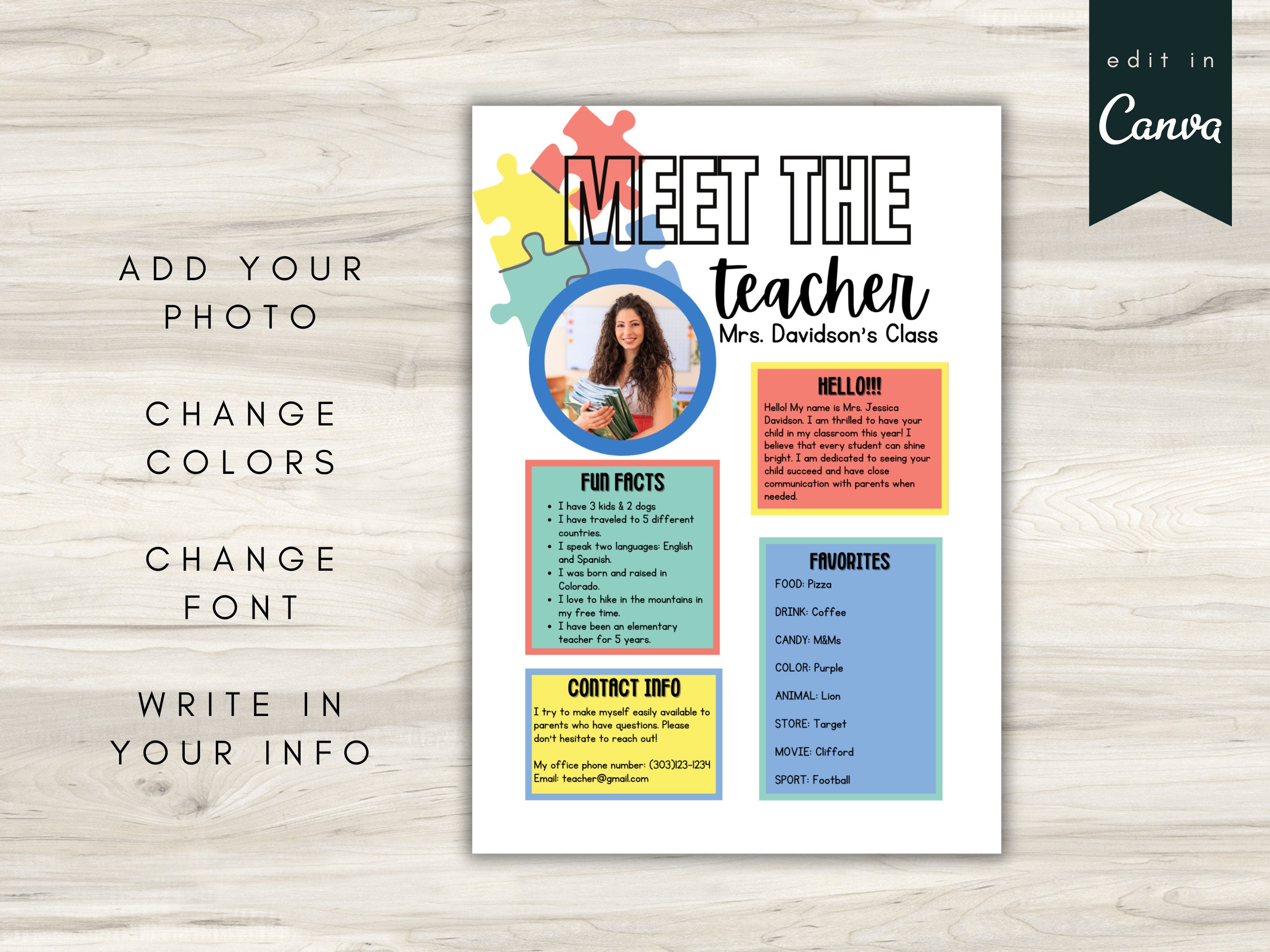 Meet the Teacher Template, Meet the Teacher Colorful, Back to School ...