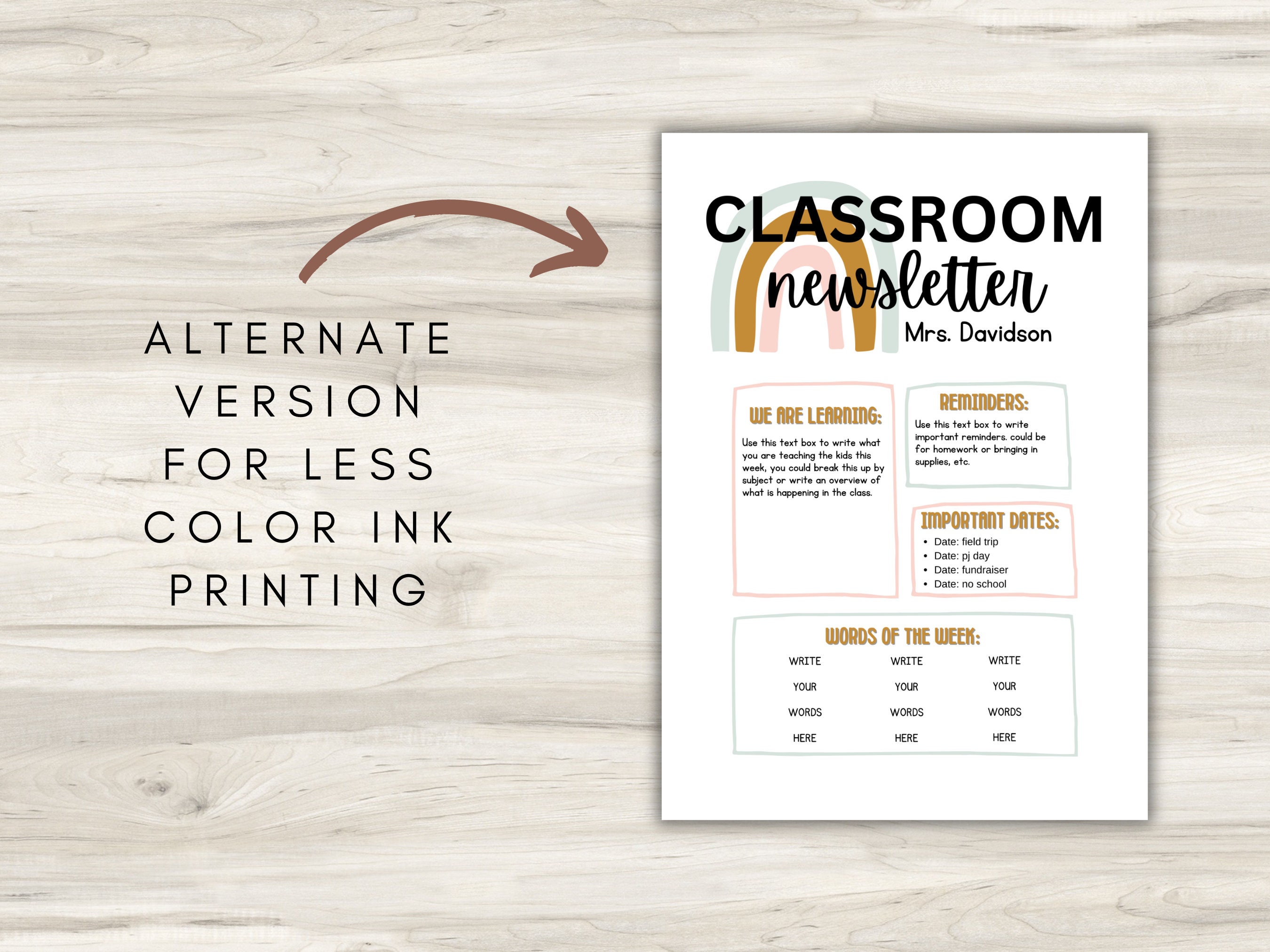Teacher Newsletter, Back to School Flyer, Classroom Newsletter, Boho ...