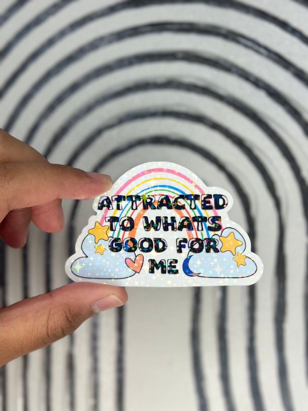 Attracted to What's Good for Me HOLOGRAPHIC Sticker, Manifesting ...