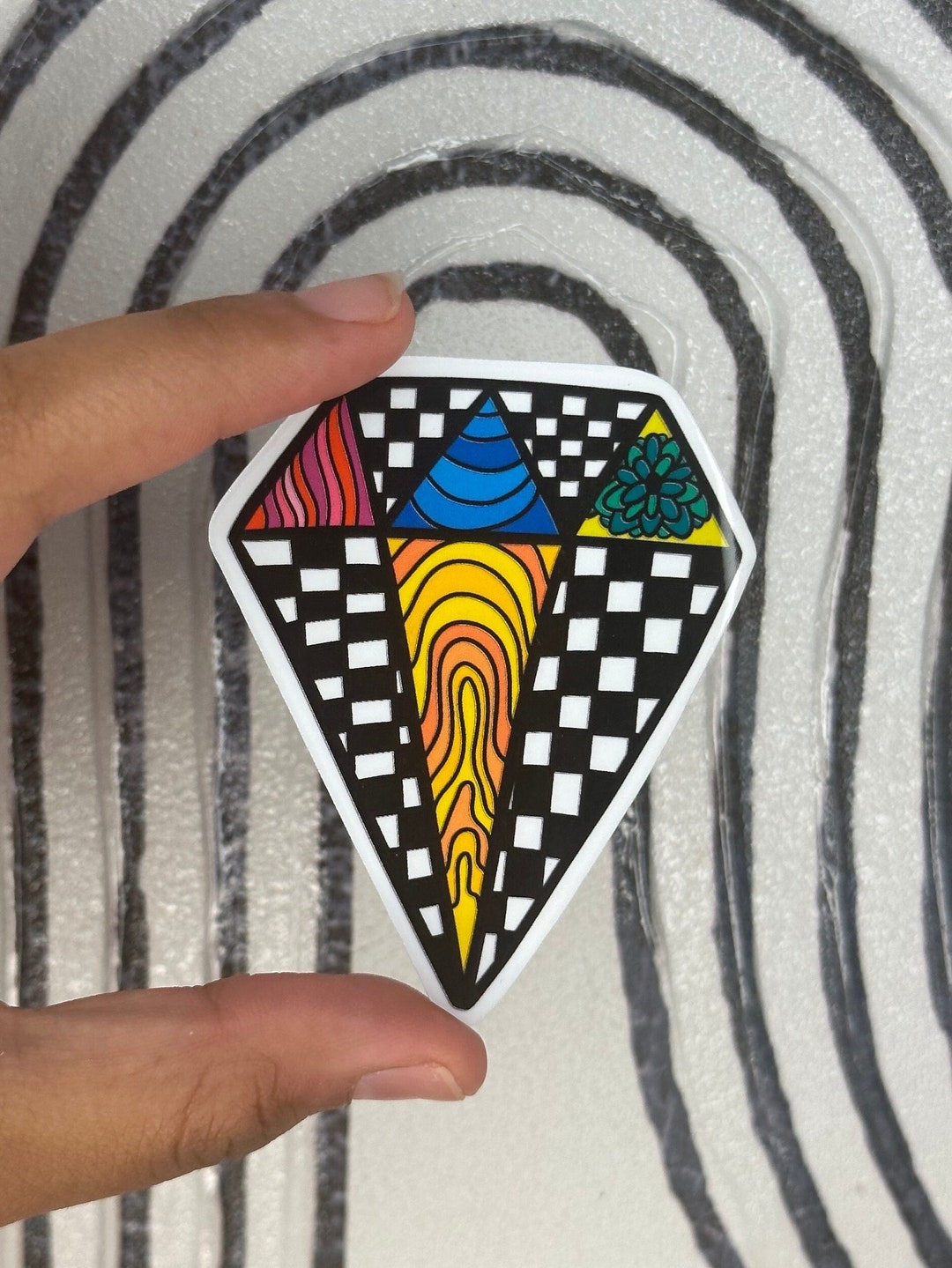 Trippy Art Sticker, Colors, Checker Board Sticker - Etsy