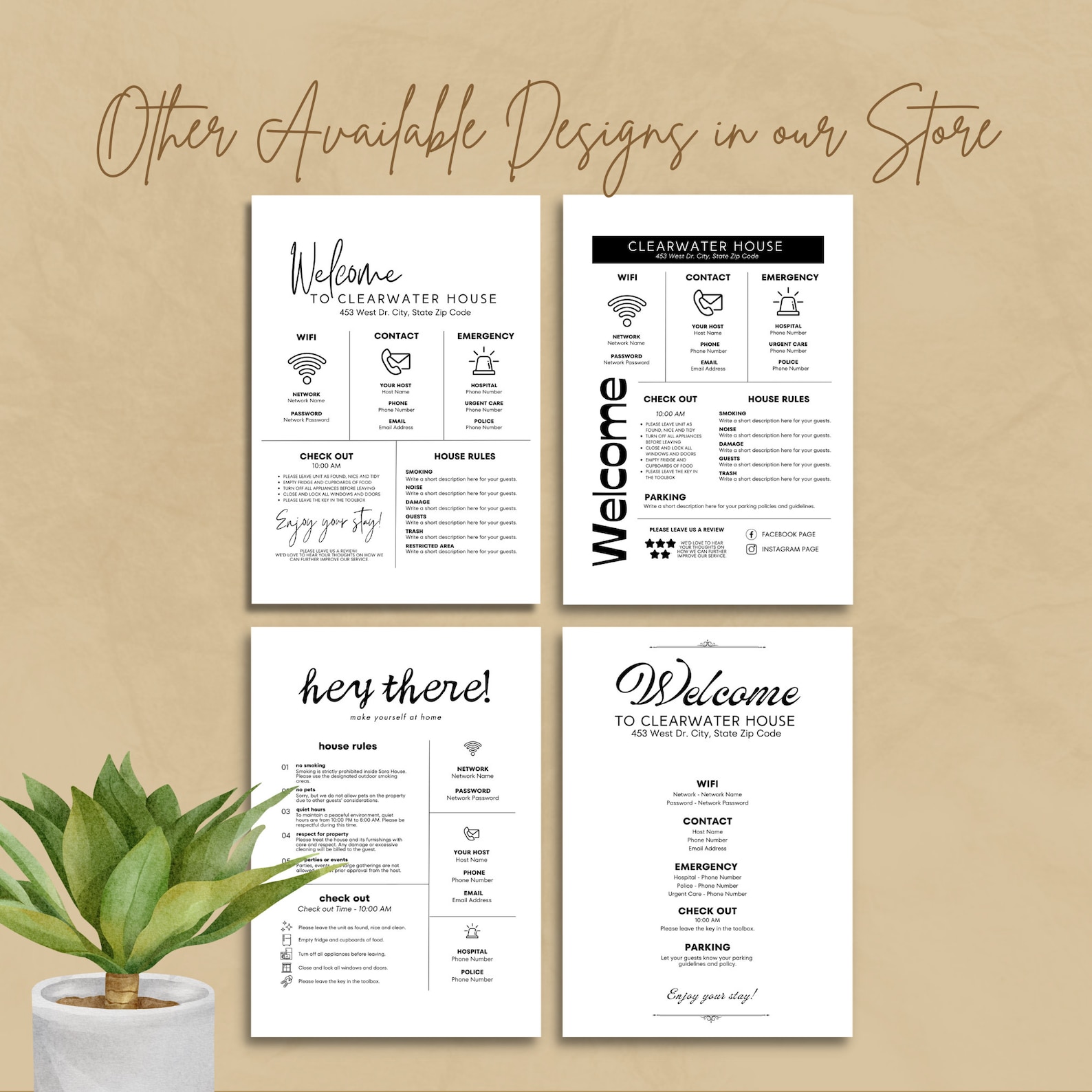 Printable Airbnb Welcome Sign for Guests, VRBO Arrival Poster, Short ...