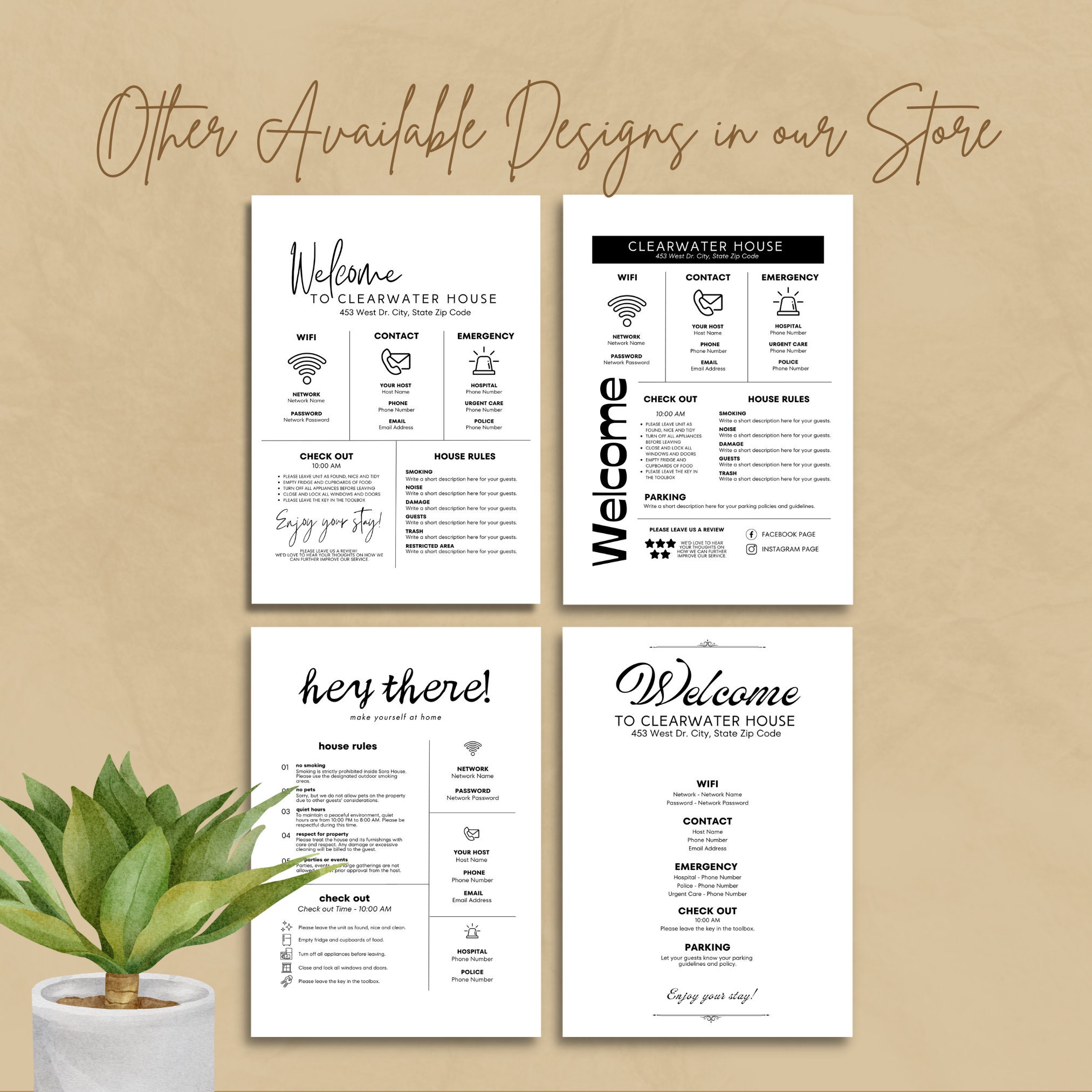 Printable Airbnb Welcome Sign for Guests, VRBO Arrival Poster, Short ...