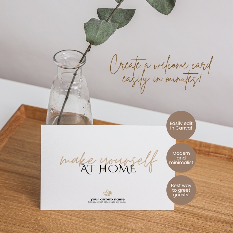 Airbnb Welcome Card Template, Modern Printable VRBO Greeting Card ...