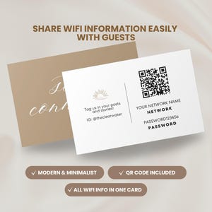 Wifi QR Code Card Template Editable Airbnb Wifi Card Minimalist Wifi ...