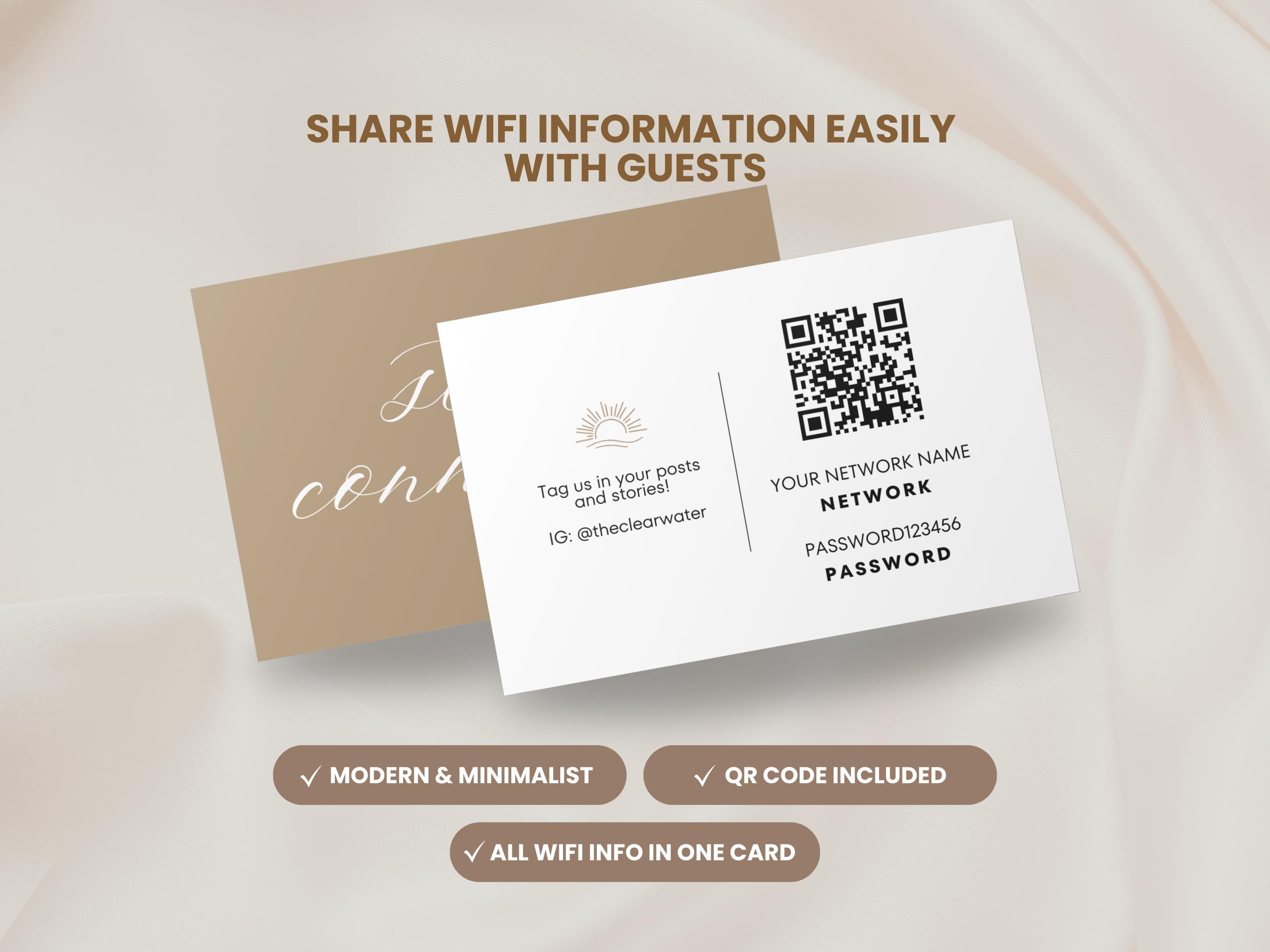 Wifi QR Code Card Template Editable Airbnb Wifi Card Minimalist Wifi ...