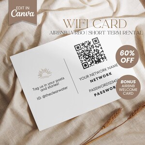Wifi QR Code Card Template Editable Airbnb Wifi Card Minimalist Wifi ...