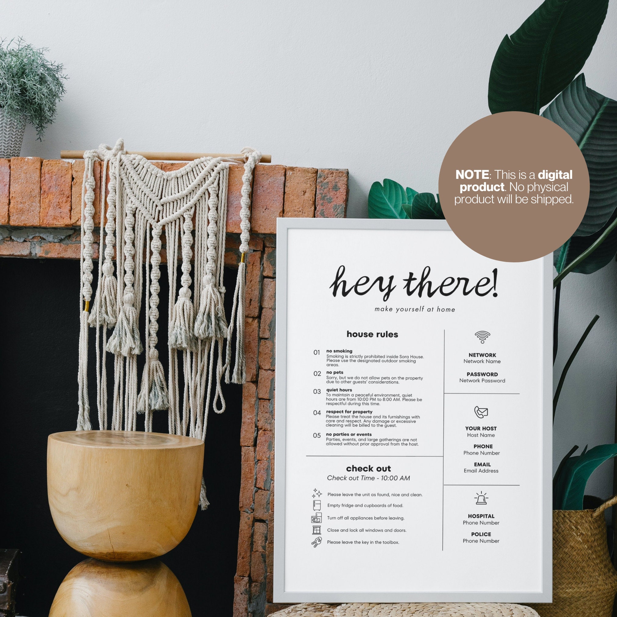 Printable Airbnb Welcome Sign for Guests, VRBO Arrival Poster, Short ...