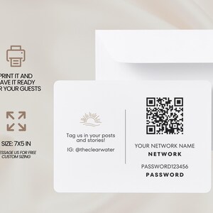 Wifi QR Code Card Template Editable Airbnb Wifi Card Minimalist Wifi ...