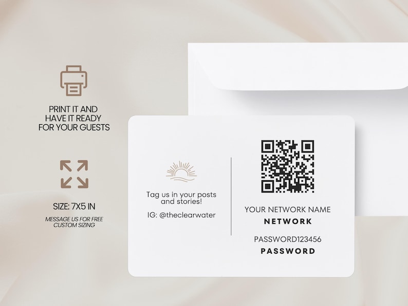 Wifi QR Code Card Template Editable Airbnb Wifi Card Minimalist Wifi ...