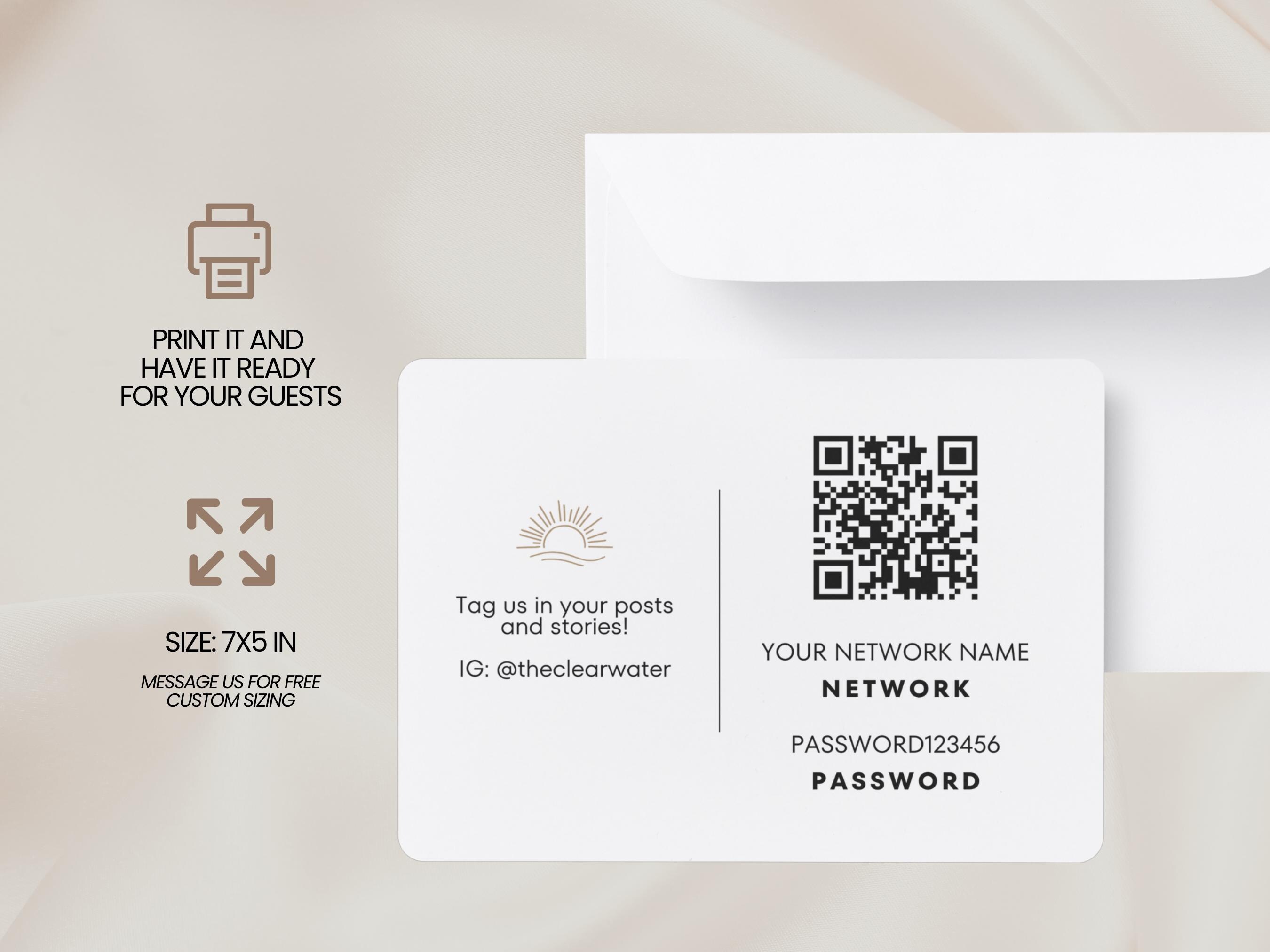Wifi QR Code Card Template Editable Airbnb Wifi Card Minimalist Wifi ...