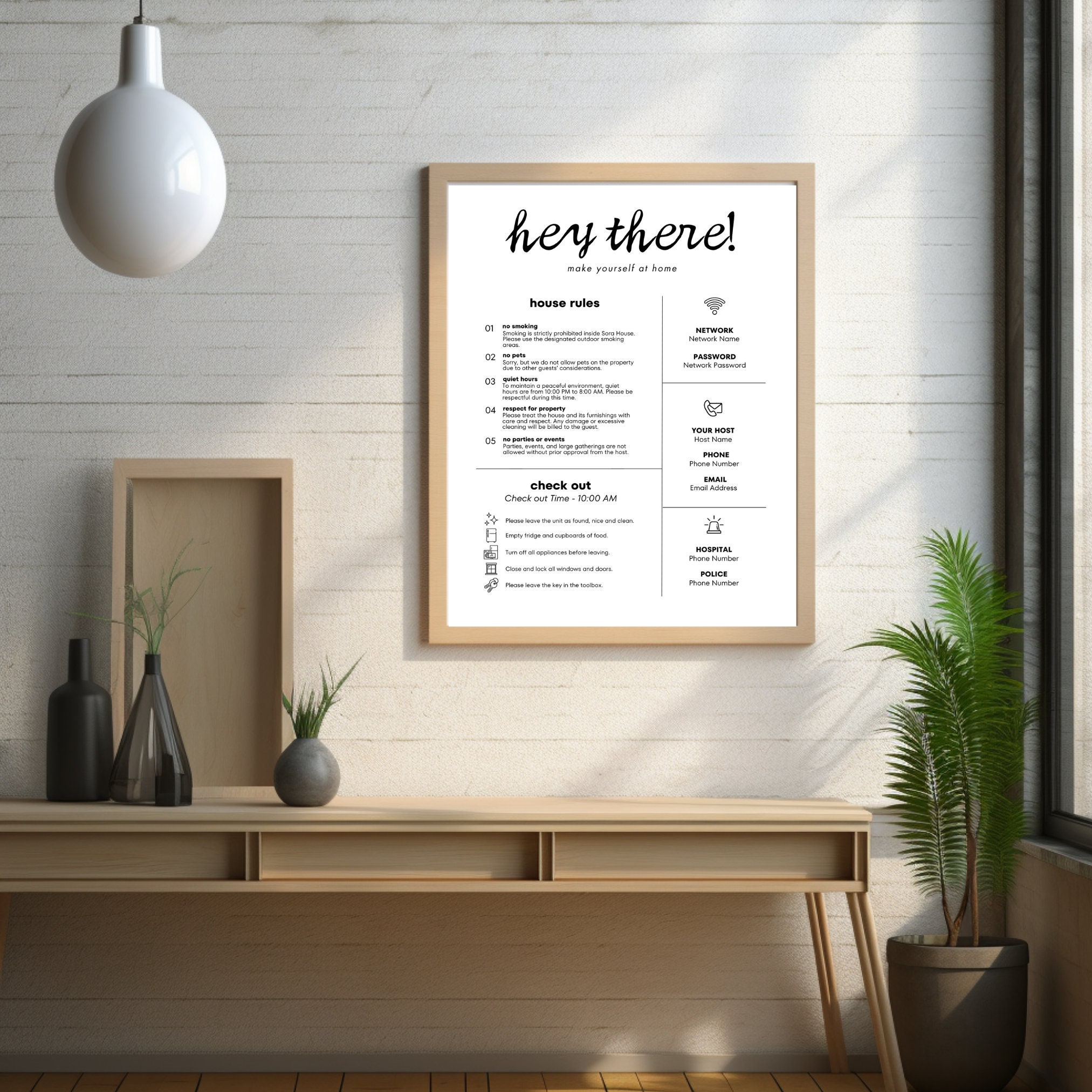 Printable Airbnb Welcome Sign for Guests, VRBO Arrival Poster, Short ...