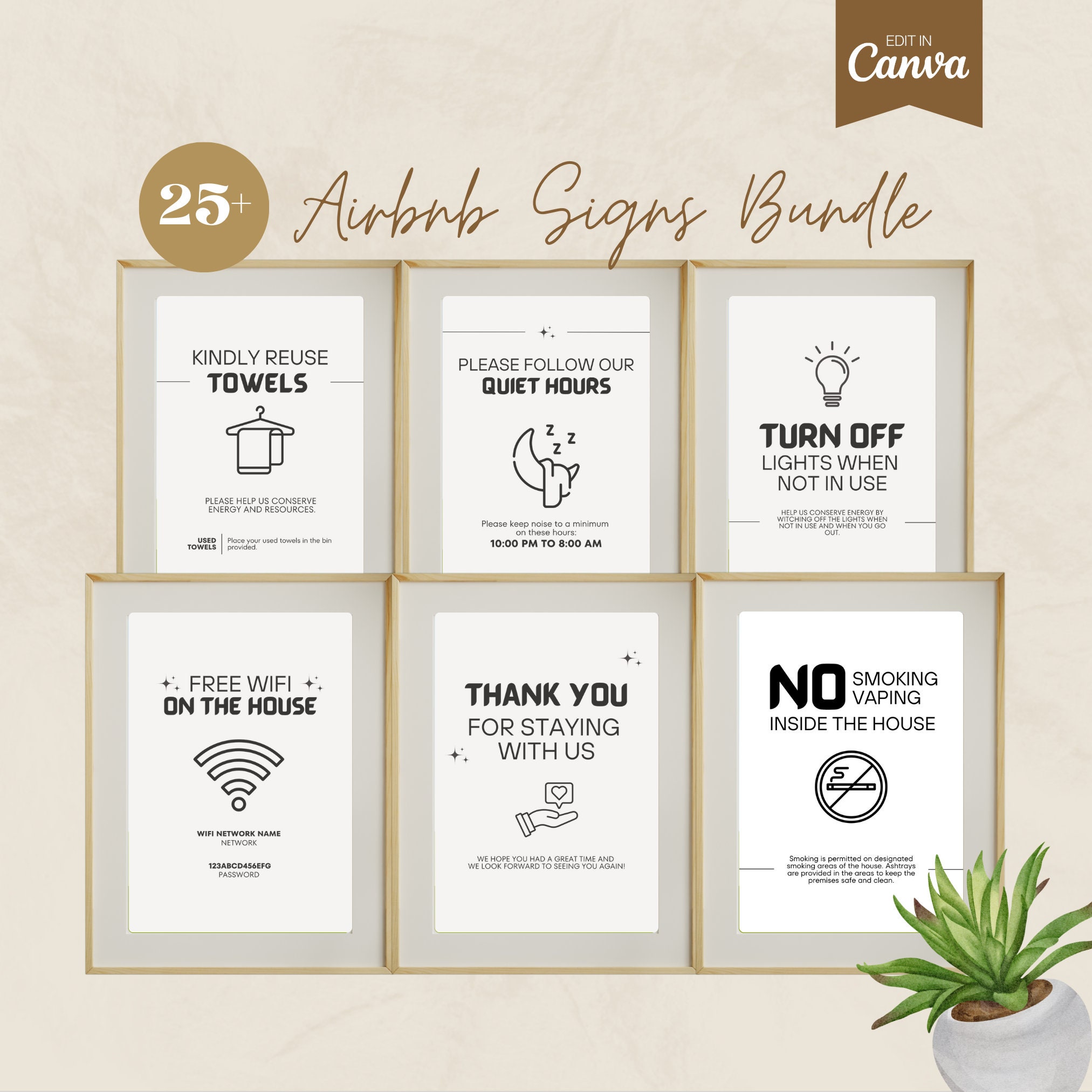 Airbnb Signs Bundle Modern Airbnb Sign Wall Decor Template VRBO Sign ...