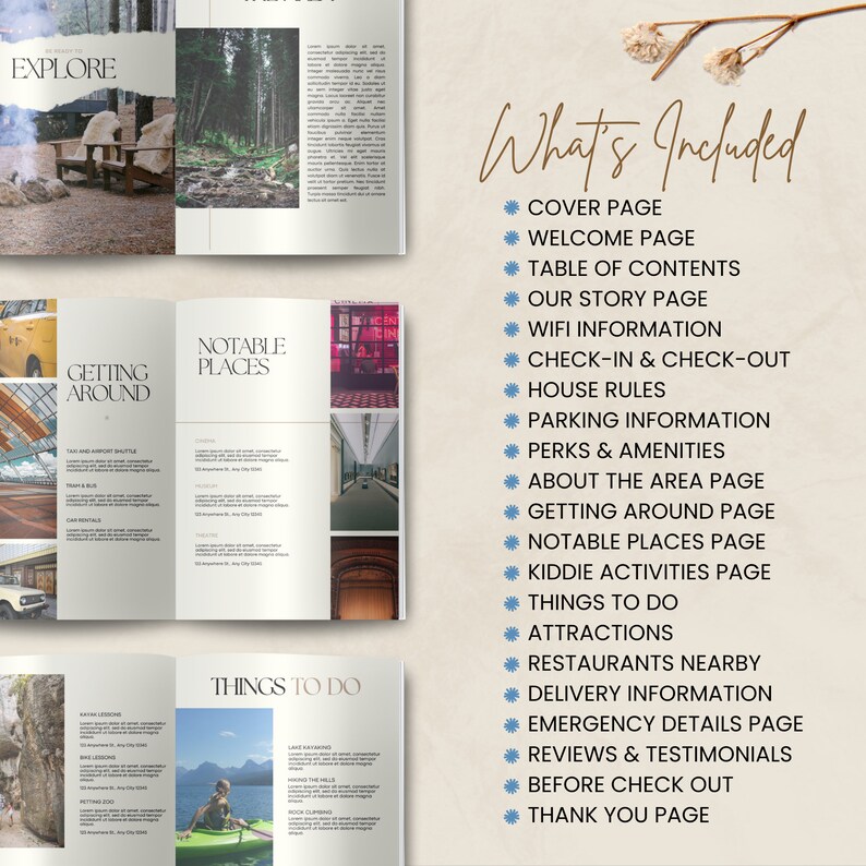Airbnb Welcome Book Template, Mountain Cabin Guest Guidebook, Short ...