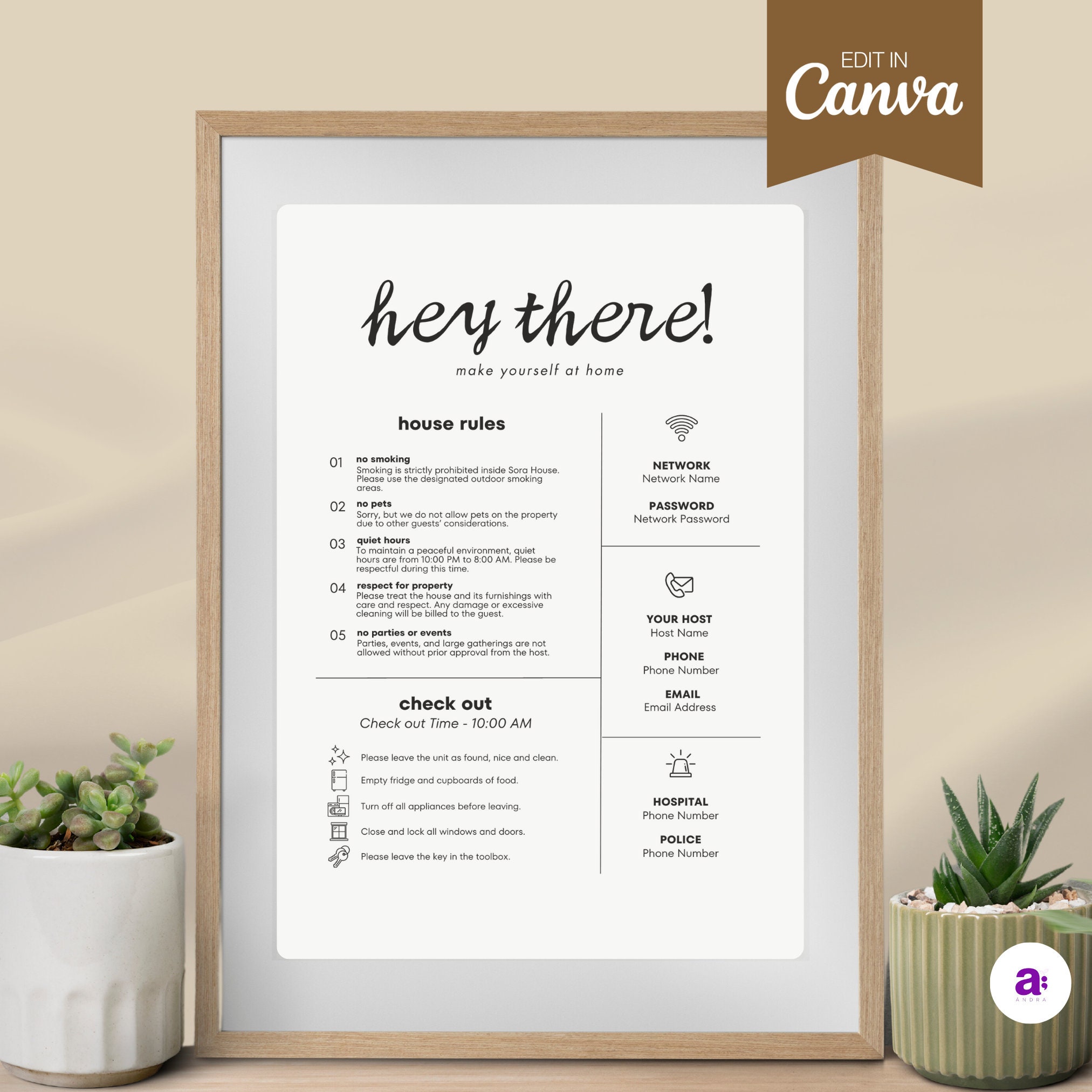 Printable Airbnb Welcome Sign for Guests, VRBO Arrival Poster, Short ...