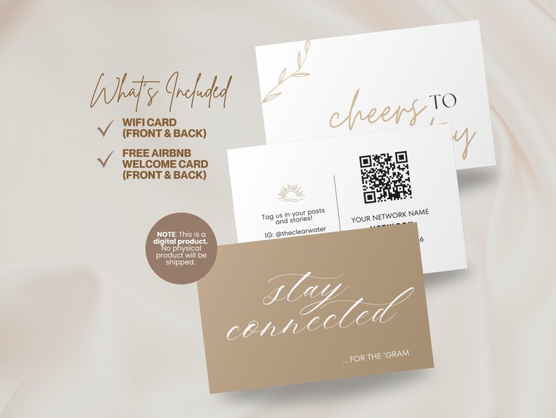 Wifi QR Code Card Template Editable Airbnb Wifi Card Minimalist Wifi ...