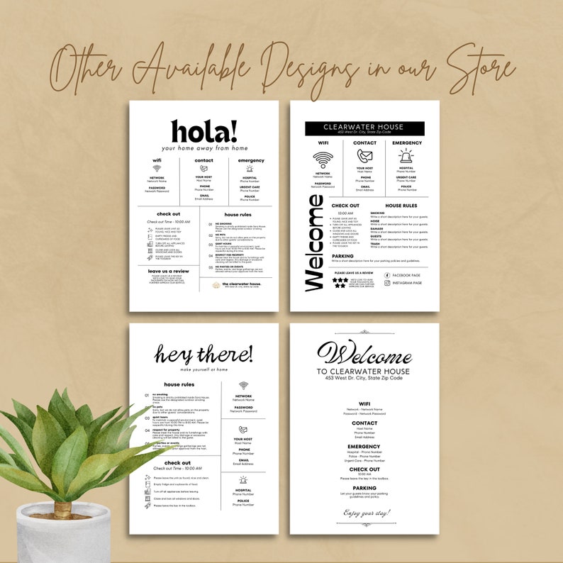 Modern Airbnb Welcome Sign Template, Editable Short Term Rental Welcome ...