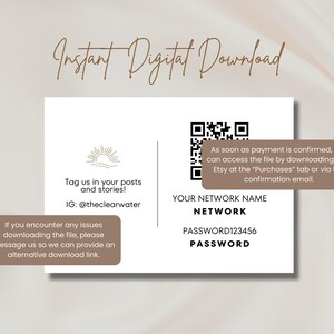 Wifi QR Code Card Template Editable Airbnb Wifi Card Minimalist Wifi ...