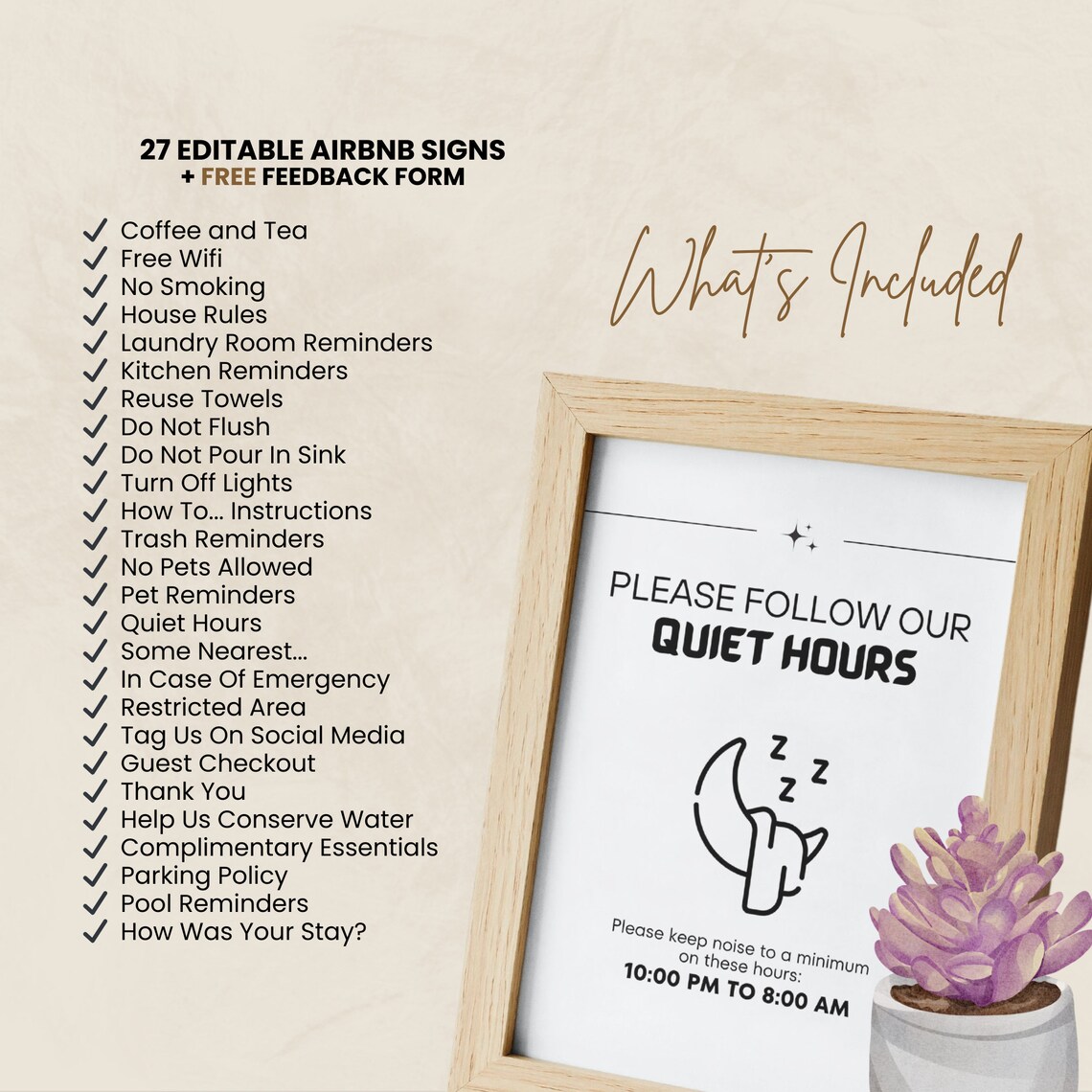 Airbnb Signs Bundle Modern Airbnb Sign Wall Decor Template VRBO Sign ...