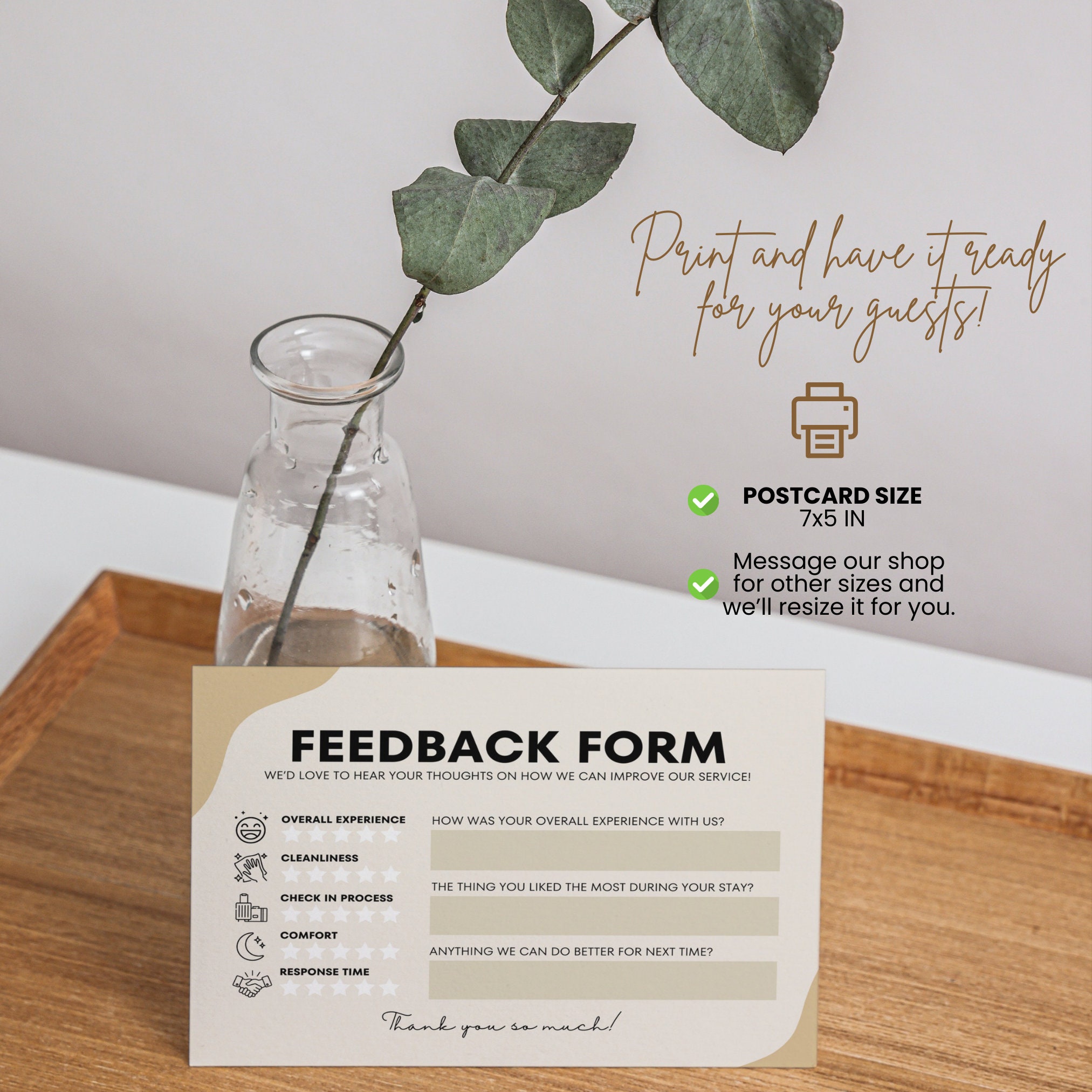 Airbnb Feedback Comment Card, Welcome Card for Guests, VRBO Guest ...