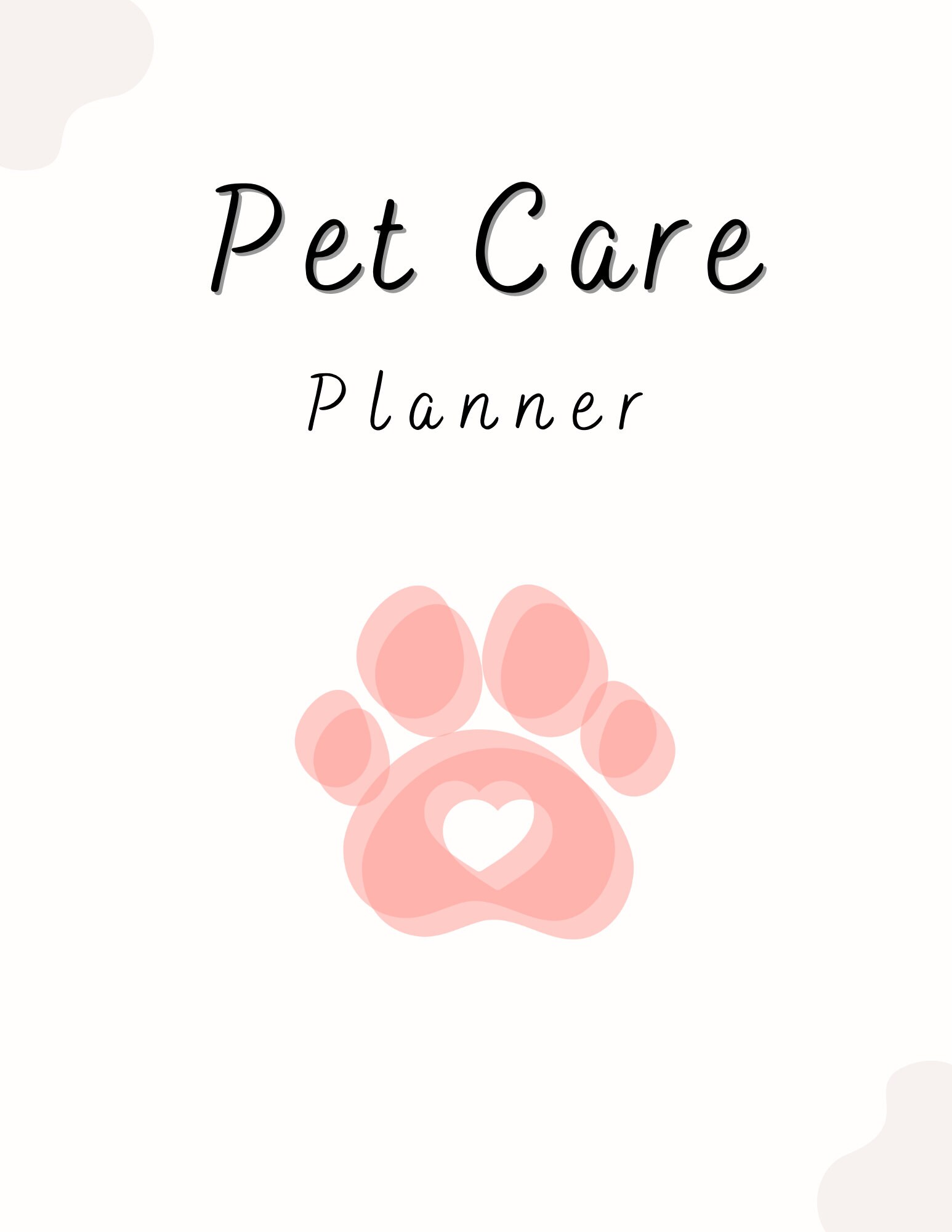 Editable Printable Pet Care Planner | Printable Care Checklist | Pet ...