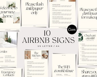 Airbnb Sign Bundle Template, Airbnb Signage, Vacation Rental, Wifi Sign ...