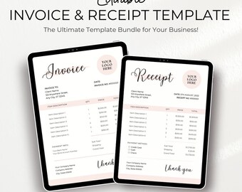Editable Invoice & Receipt Canva Template Bundle Invoice Template Printable Invoice Editable ...