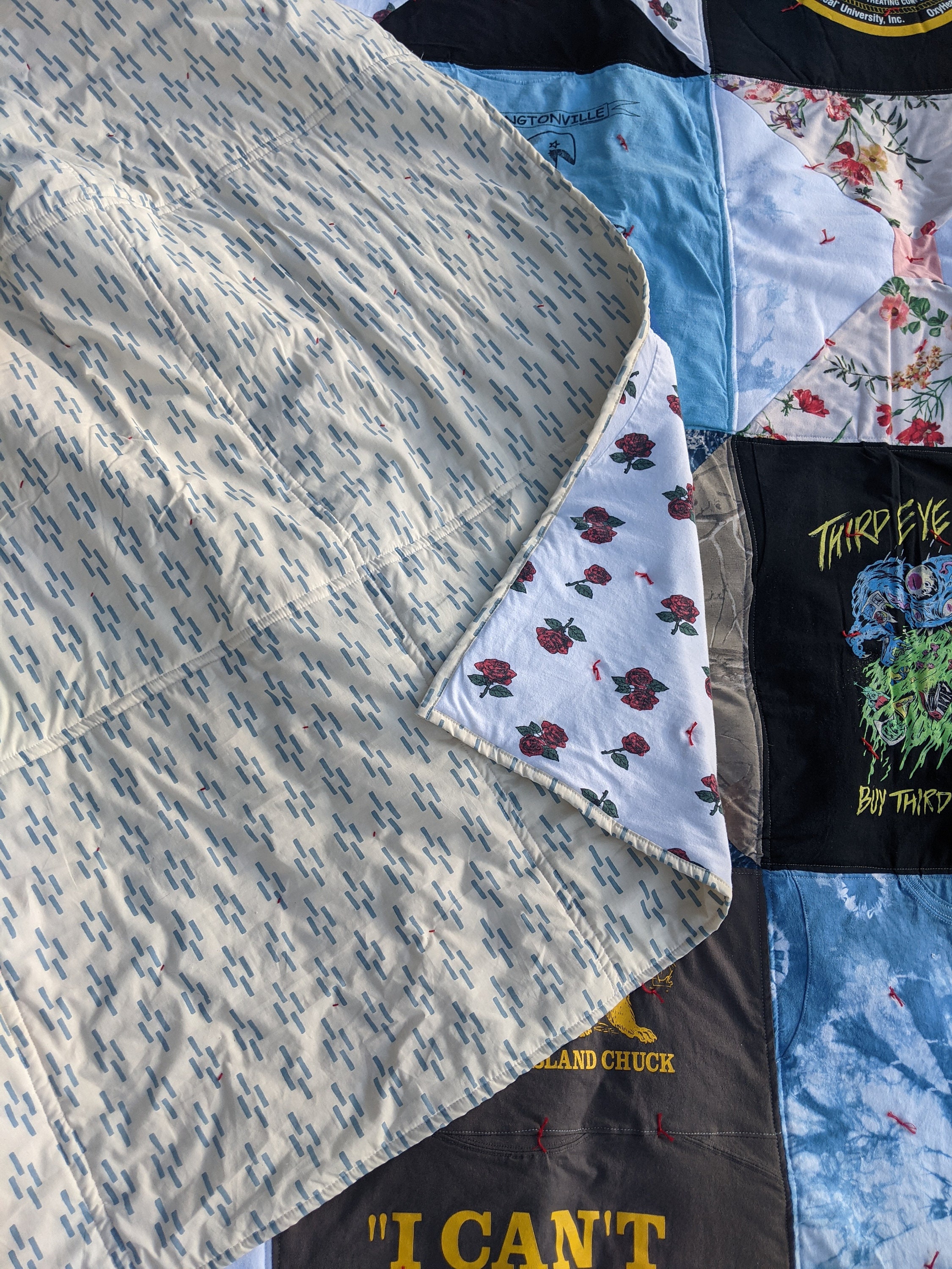 Unique T-shirt Patchwork Quilt - Queen Size - Handmade Upcycled Punk ...