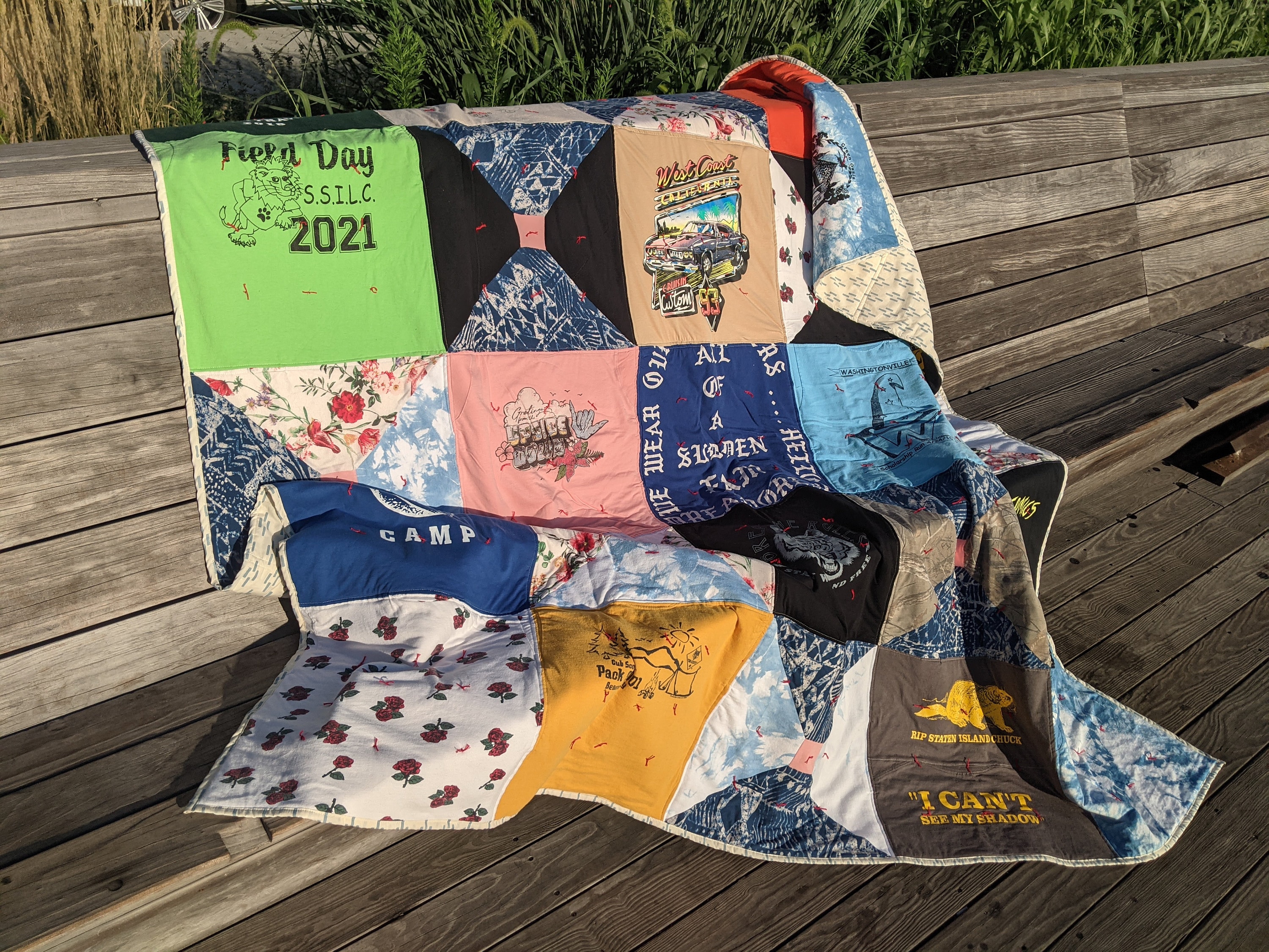 Unique T-shirt Patchwork Quilt - Queen Size - Handmade Upcycled Punk ...