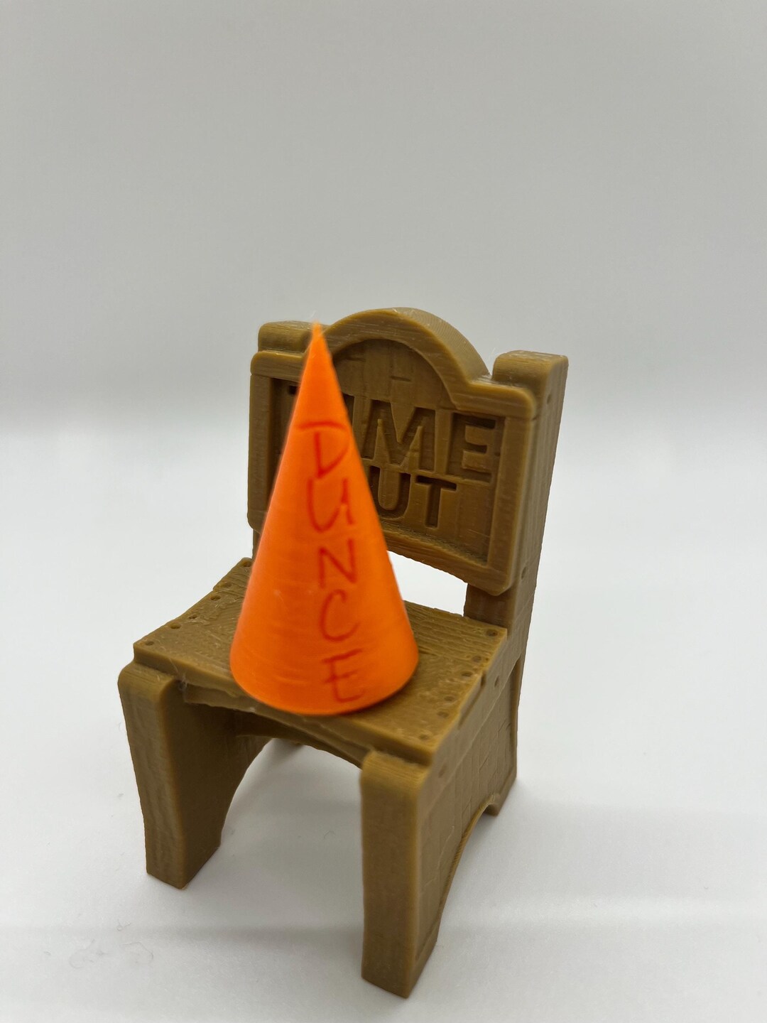 Dice Jail Chair With Dunce Hat 3D Printed in Brown Timeout Dice Jail ...