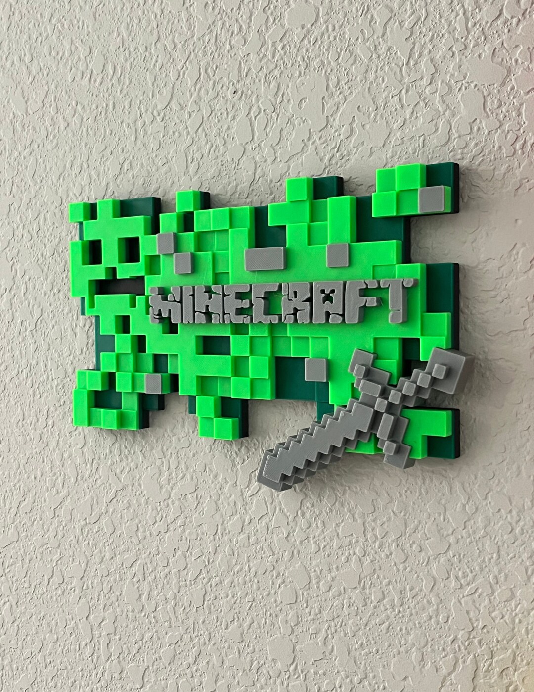 Large Personalized Custom Mine Craft Inspired Nameplate With Interchangeable Tool Kids Room ...