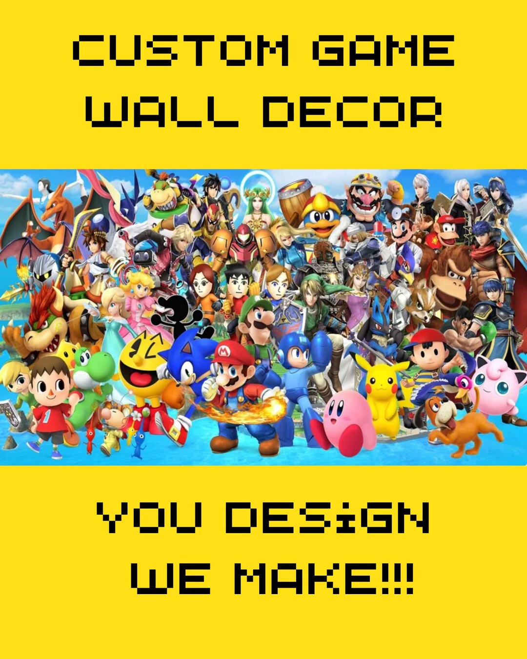 Giant Custom Order Nintendo Wall Decor Large Retro Wall Gameroom Decore ...