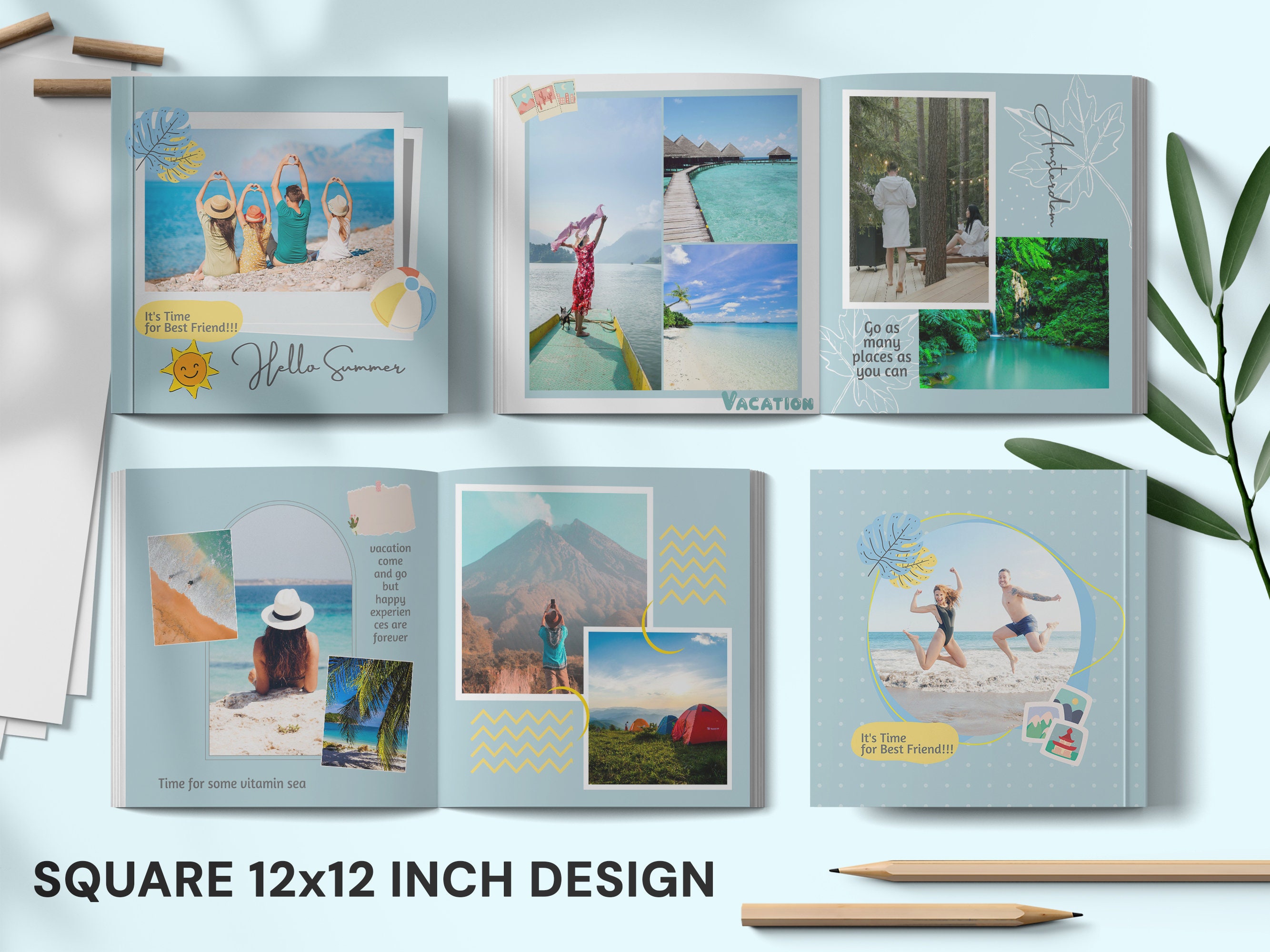 Travel Photobook Template, Photo Album Template, Editable Family Album ...