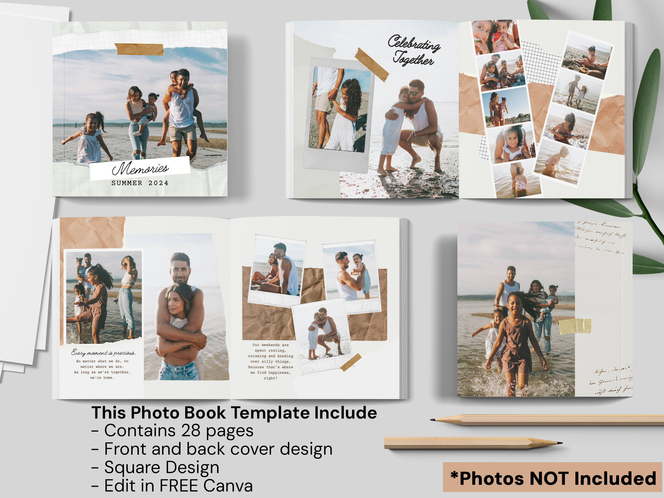 Travel Photo Book Template, Photo Album Template for Vacation, Canva ...