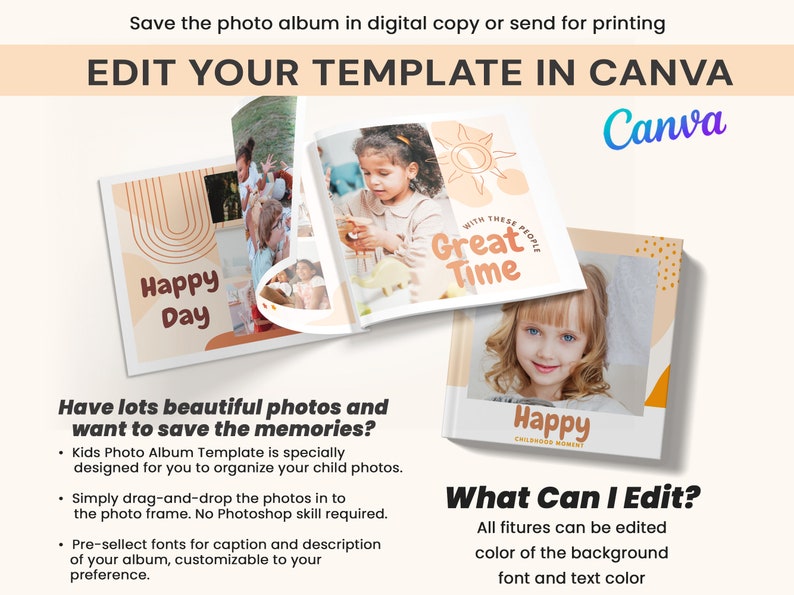 Baby Photo Album, Digital Photo Book Template for Photography, Kids ...