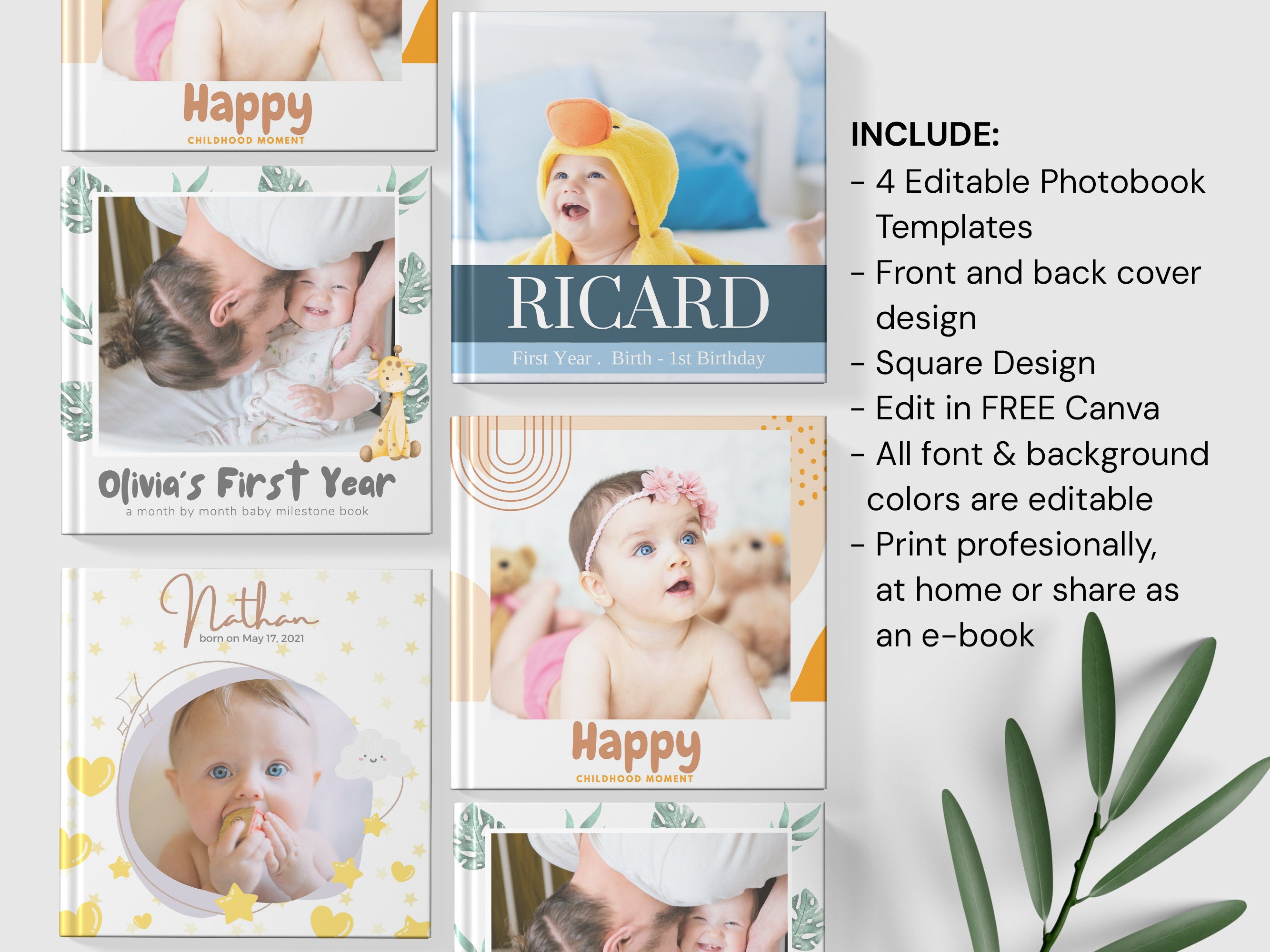 4 Baby Photo Album Templates, Baby Memory Book, Photo Album Template ...