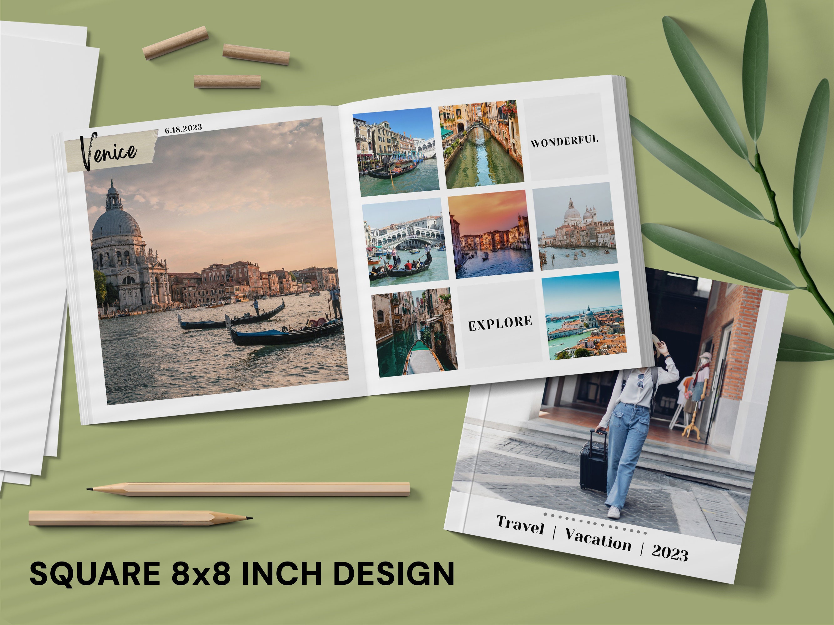 Modern Travel Photo Book Template, Photo Album Template for Vacation ...