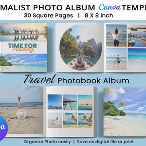 Minimalist Travel Photo Book Template: 8x8 Canva Album (digital ...