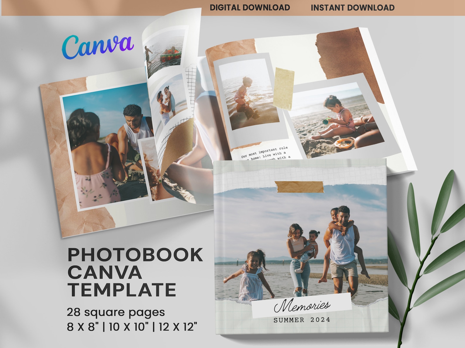 Travel Photo Book Template, Photo Album Template for Vacation, Canva ...