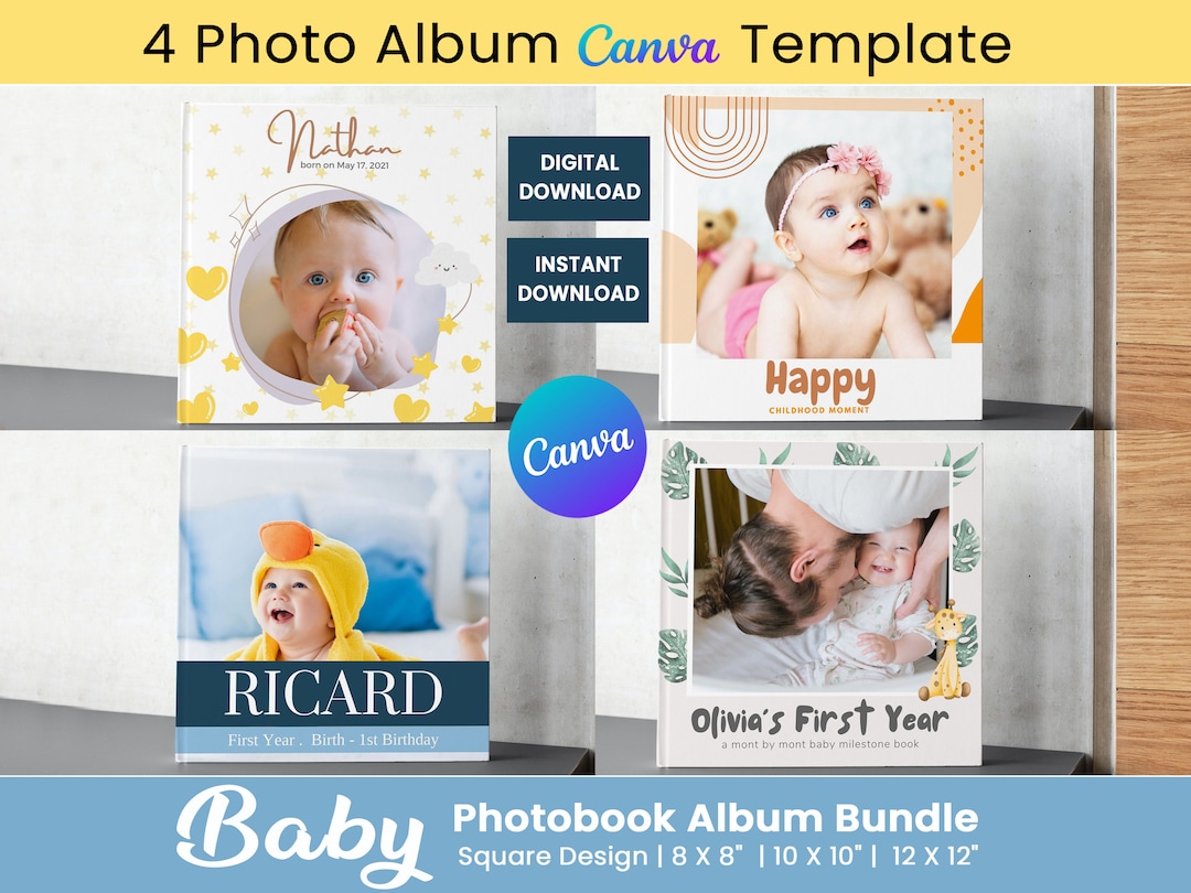 4 Baby Photo Album Templates, Baby Memory Book, Photo Album Template ...