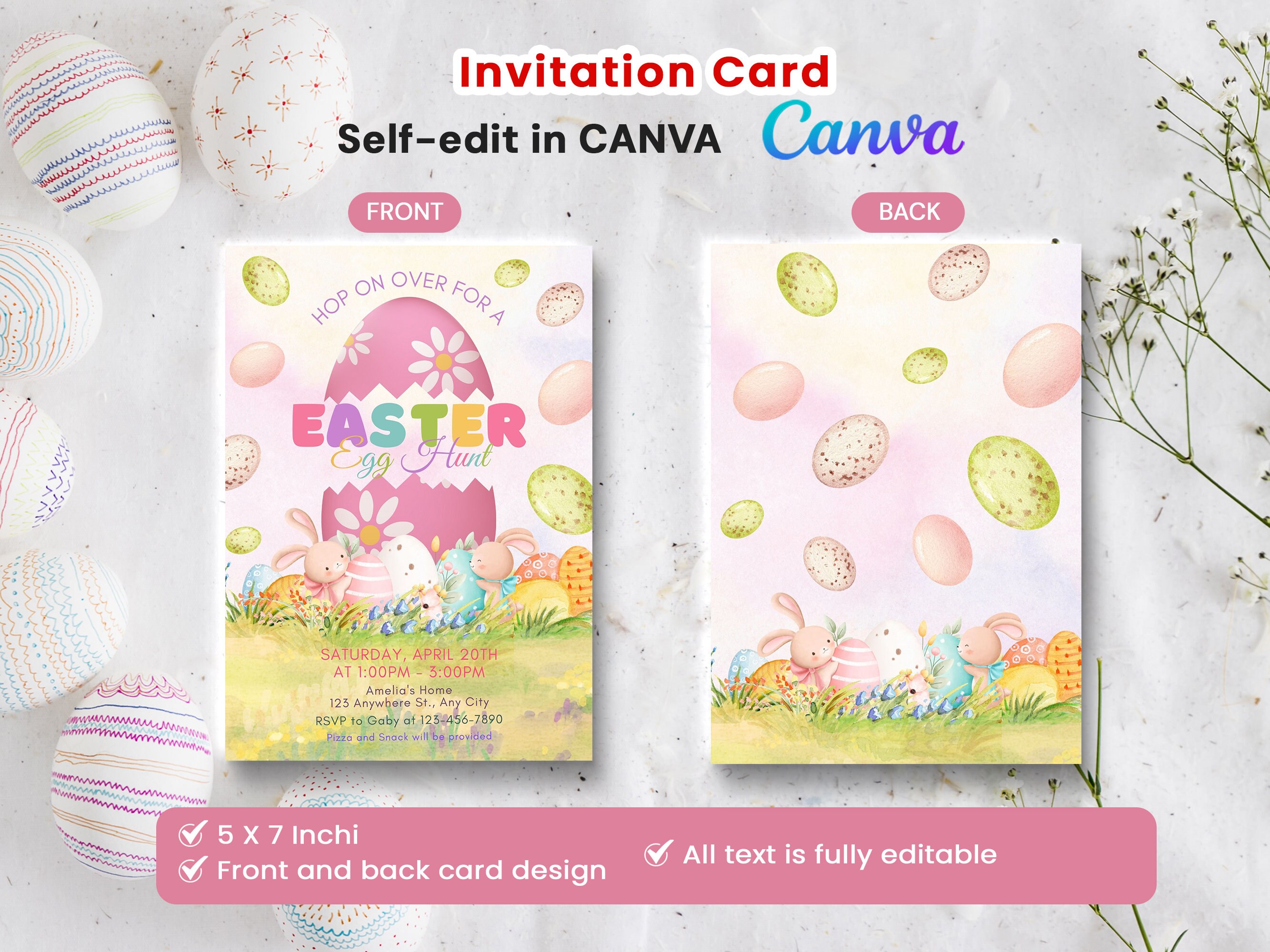 Easter Egg Hunt Invitation, Easter Bunny Invite, Easter Party Digital ...