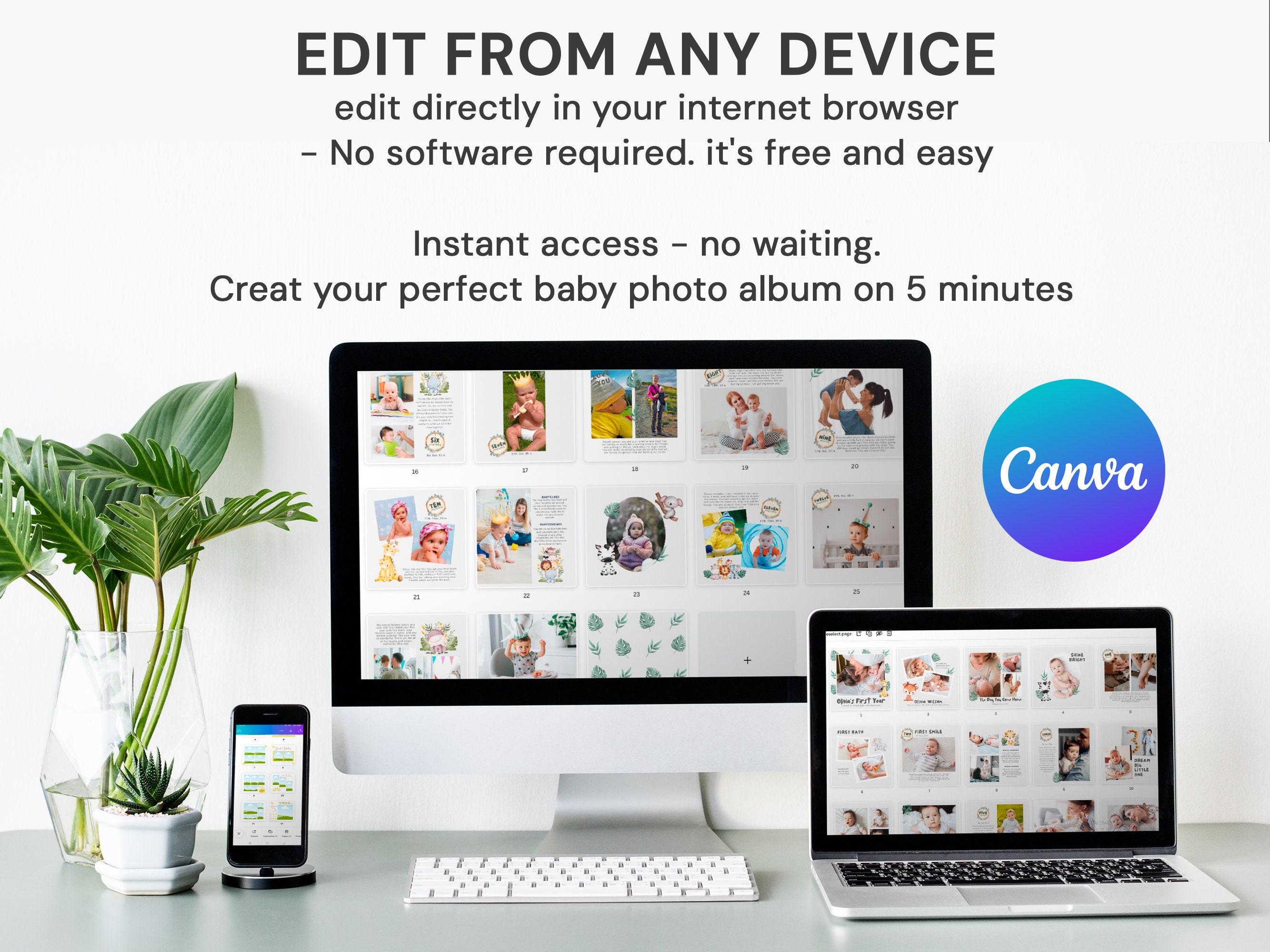 4 Baby Photo Album Templates, Baby Memory Book, Photo Album Template ...